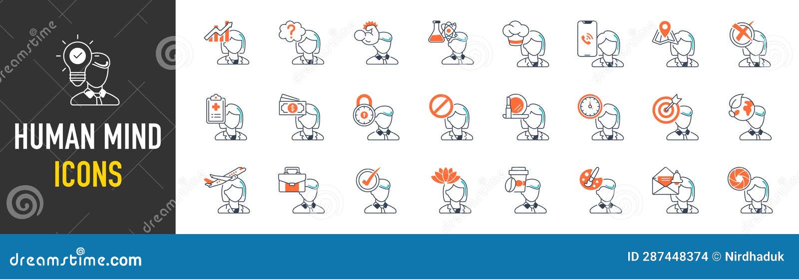 Set of Human Mind Icons Collection. Stock Illustration - Illustration ...