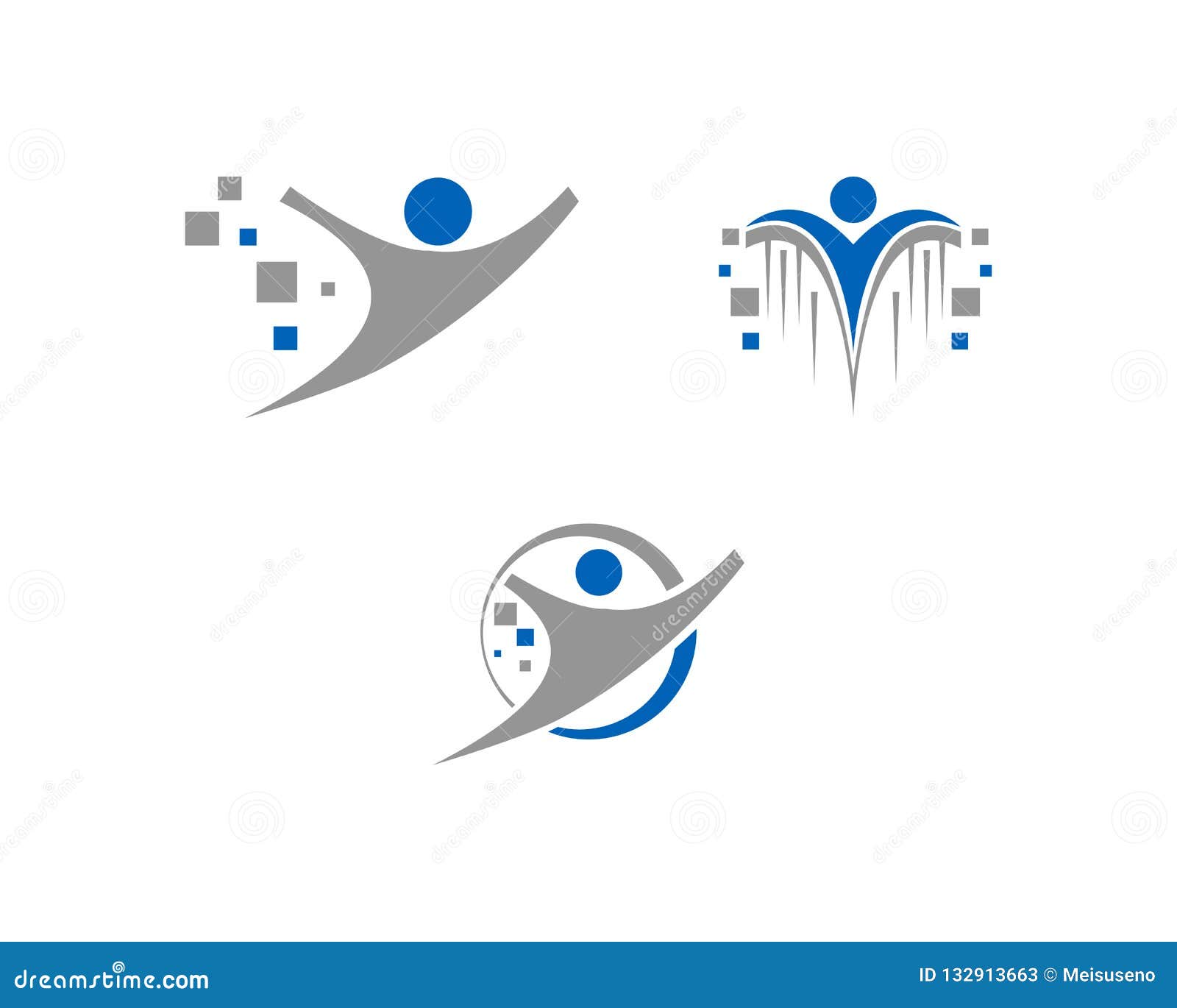 Set of Human Pixel Digital Technology Logo Template Stock Vector ...