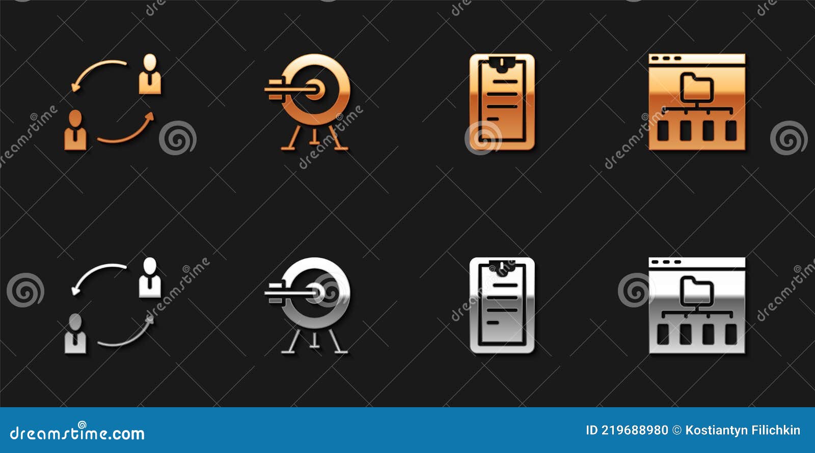 Set Human Resources, Target with Arrow, Clipboard Checklist and Browser ...
