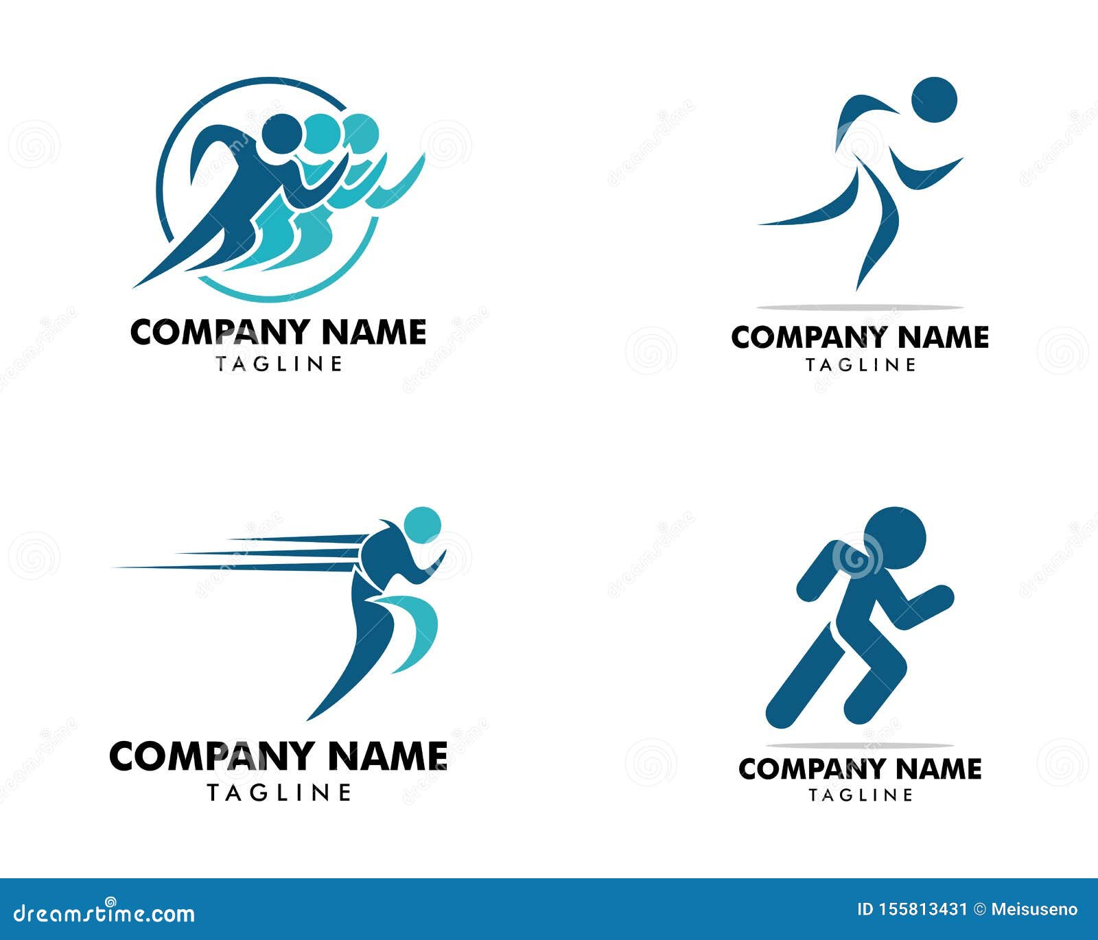 Set of Human Running Vector Logo Character Stock Vector - Illustration ...
