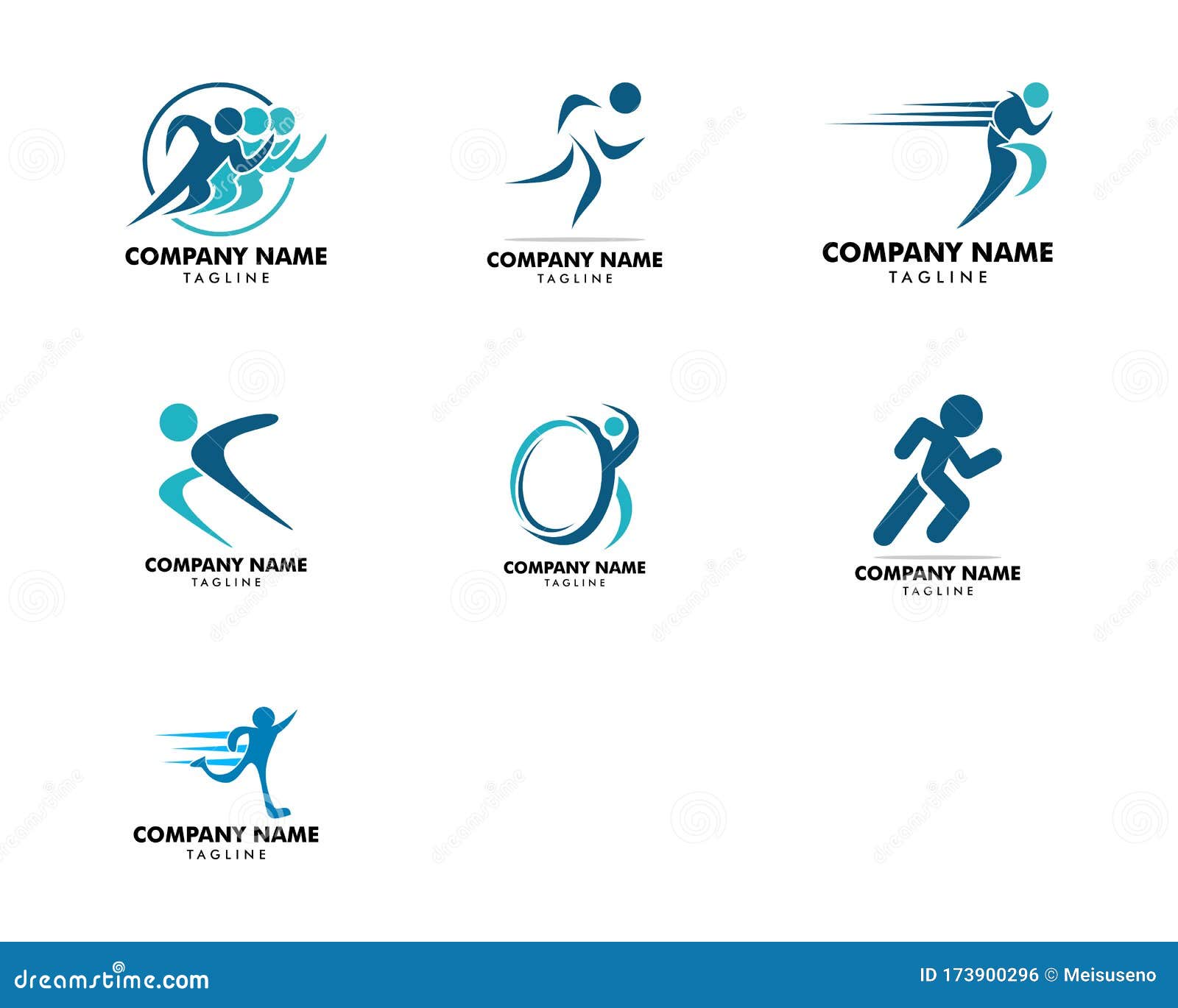 Set of Human Running Vector Logo Character Stock Vector - Illustration ...
