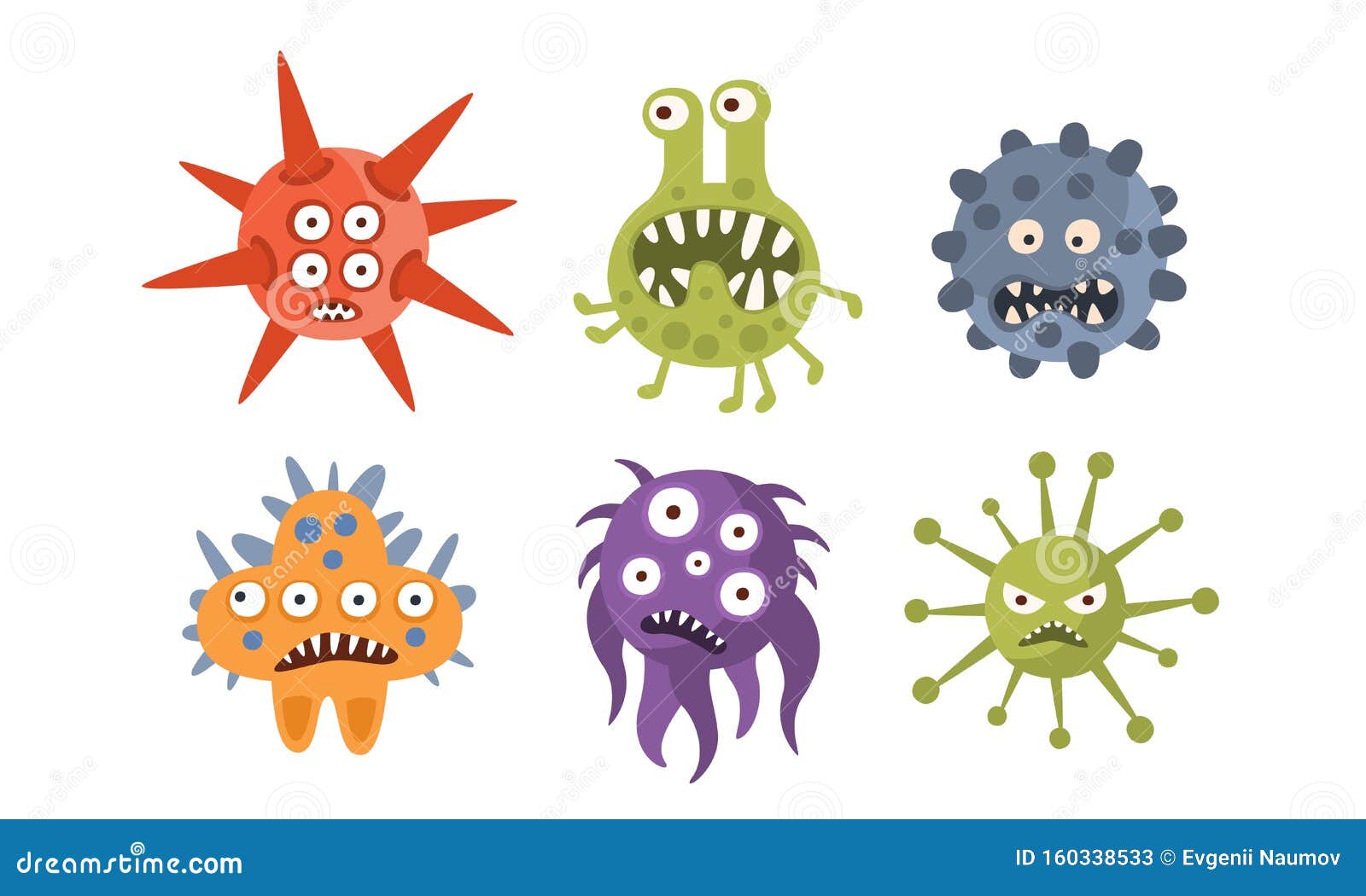 Set of Humanized Germs with Eyes. Vector Illustration. Stock Vector ...