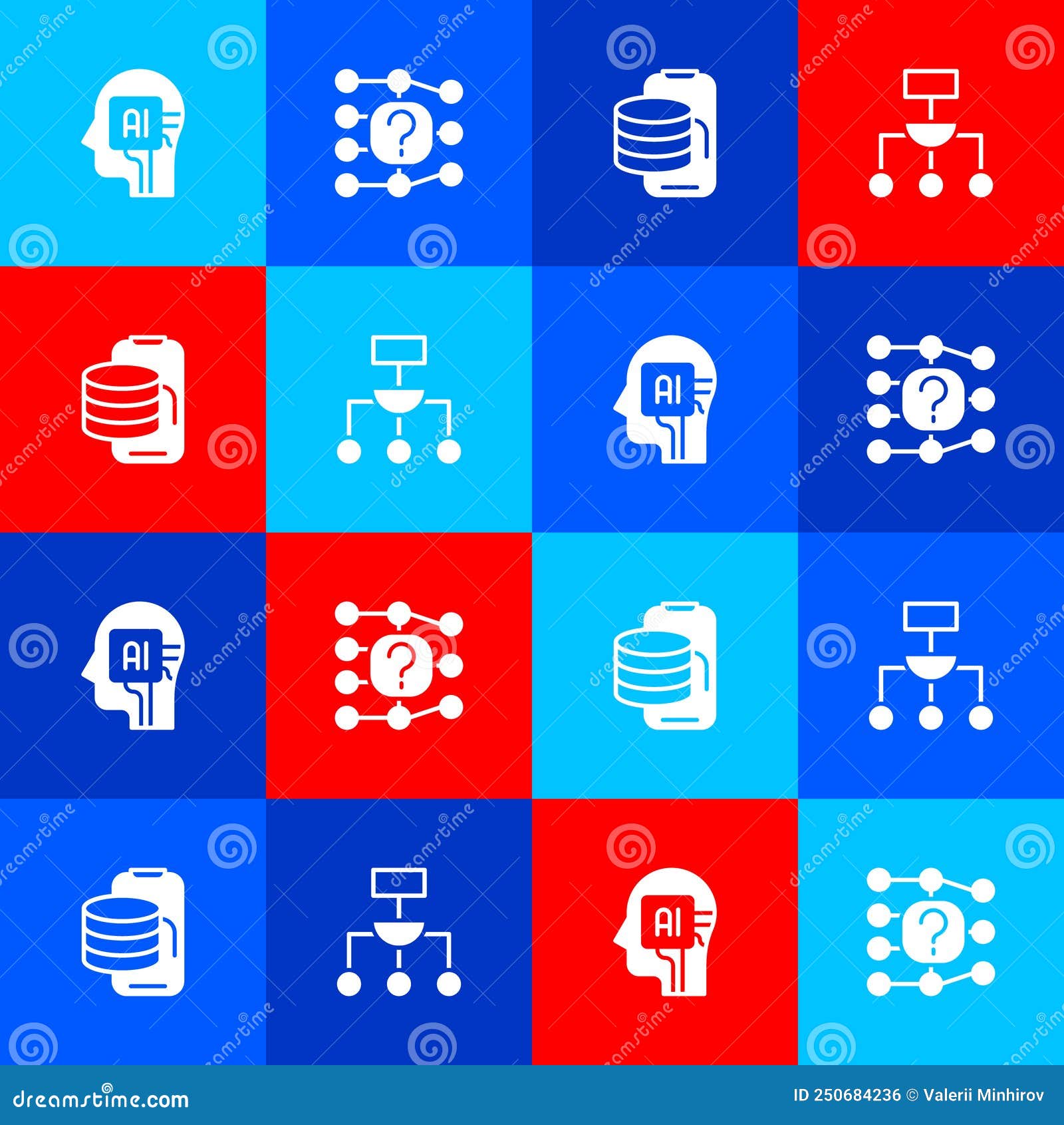 Set Humanoid Robot, Neural Network, Cloud Technology Data Transfer and Algorithm Icon. Vector ...