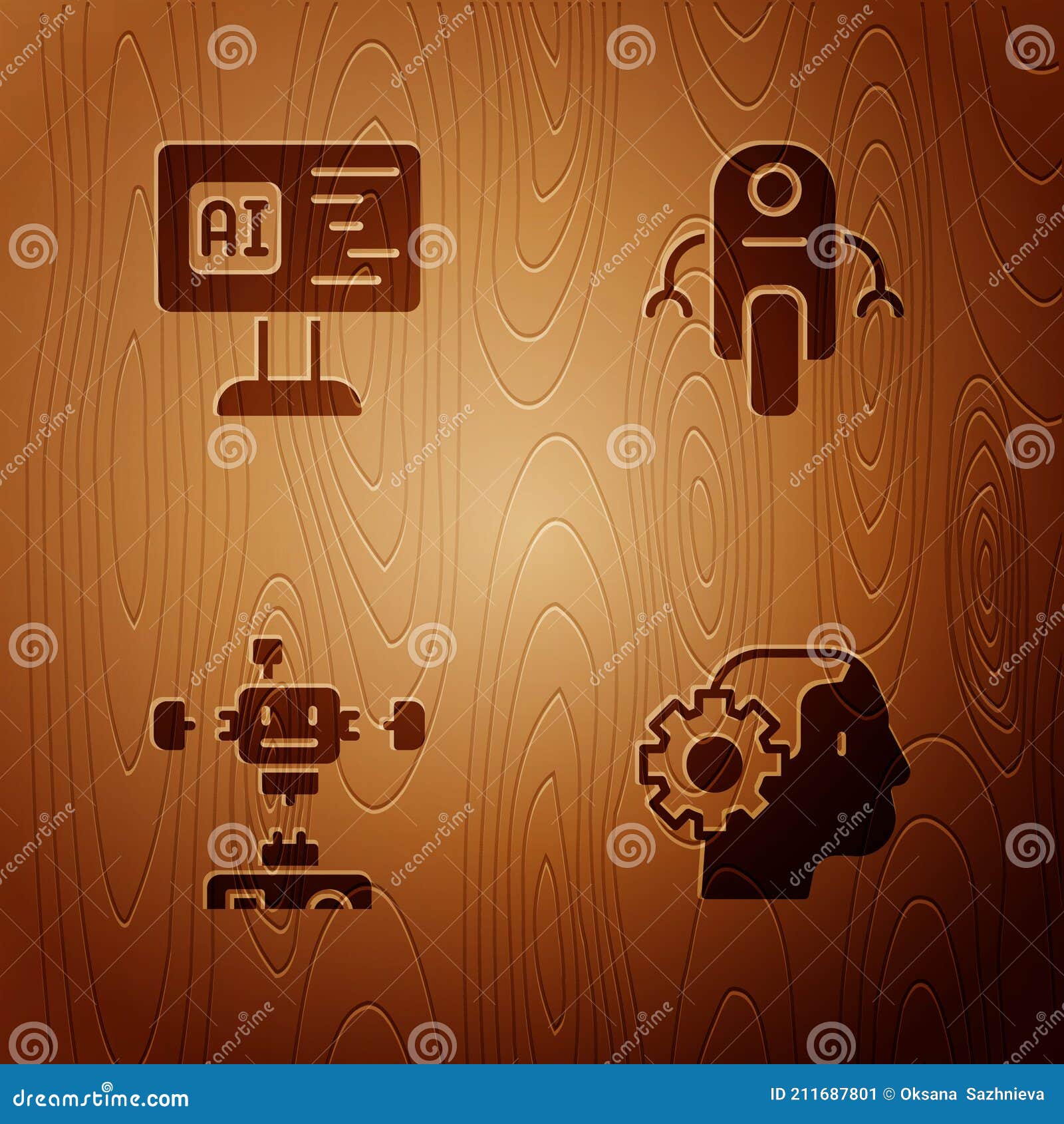 Set Humanoid Robot, Software, Disassembled and Robot on Wooden ...