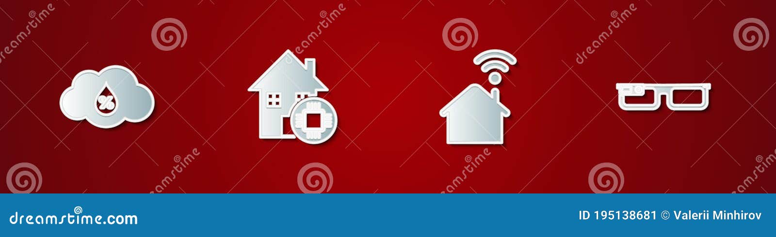 Set Humidity, Smart Home, with Wi-fi and Glasses Icon. Vector Stock ...