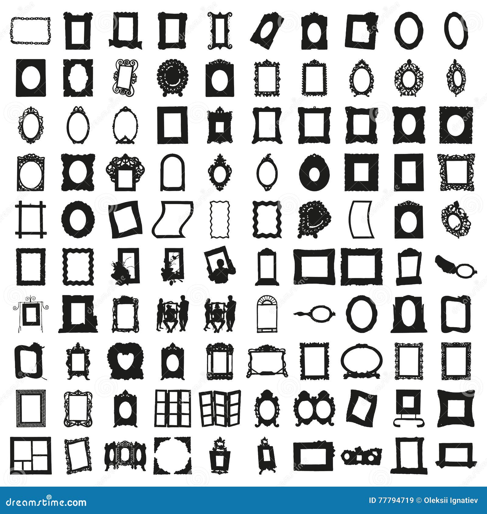 Set of Hundred Frames. Beautiful Vector. Stock Vector - Illustration of ...