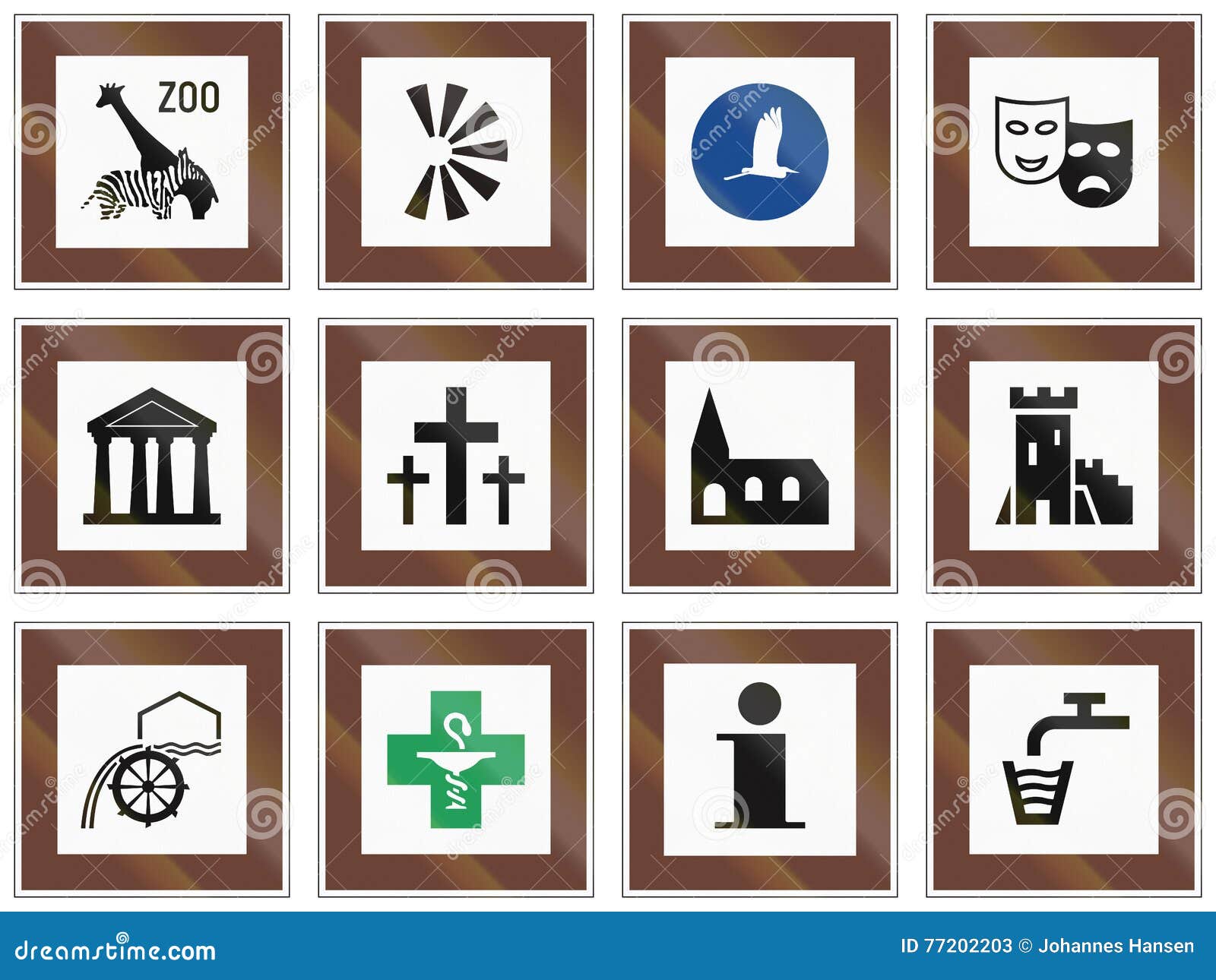 Set of Hungarian Information Road Signs Stock Illustration ...