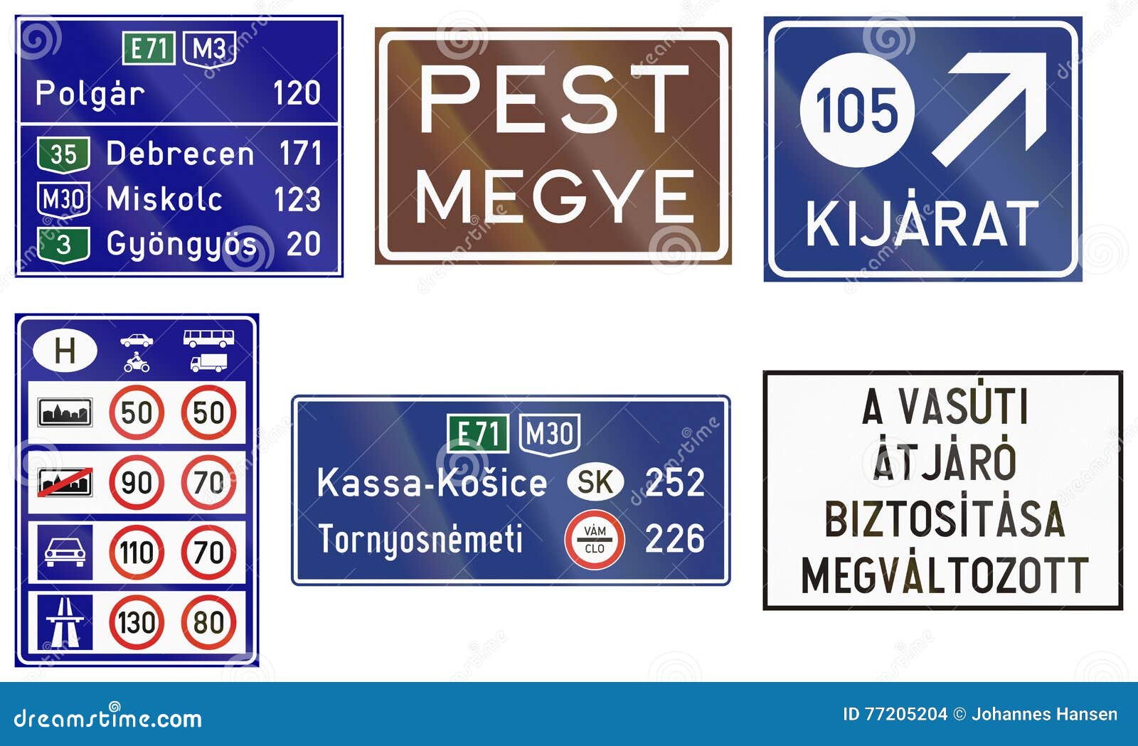 Set of Hungarian Information Road Signs Stock Illustration ...
