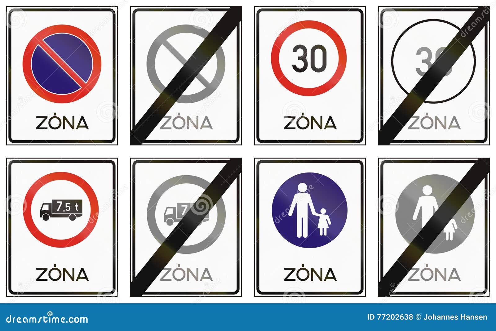Set of Hungarian Regulatory Road Signs Stock Illustration ...