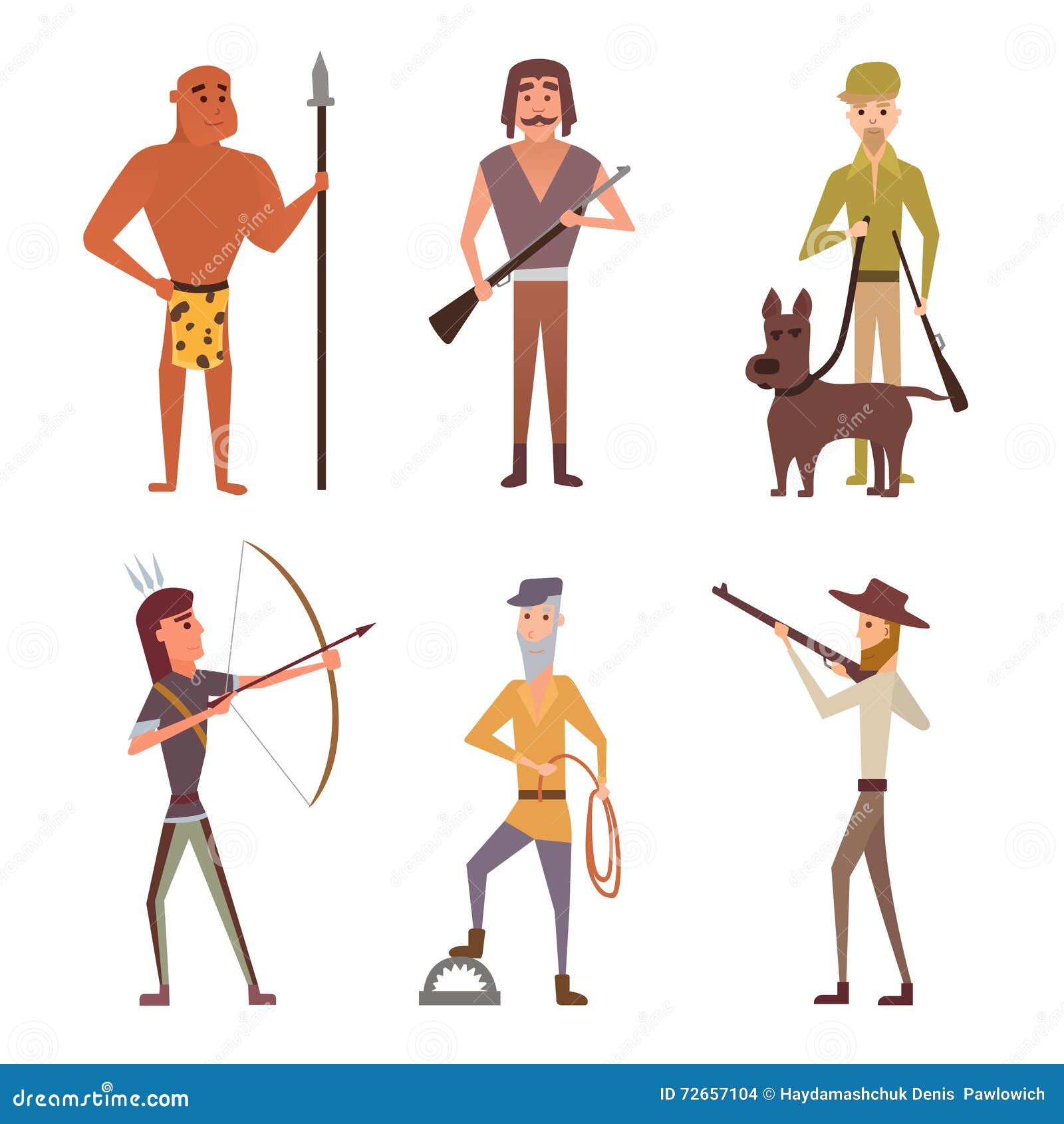 Hunters Vector Illustration Cartoon Style Different Gear Huntsman ...