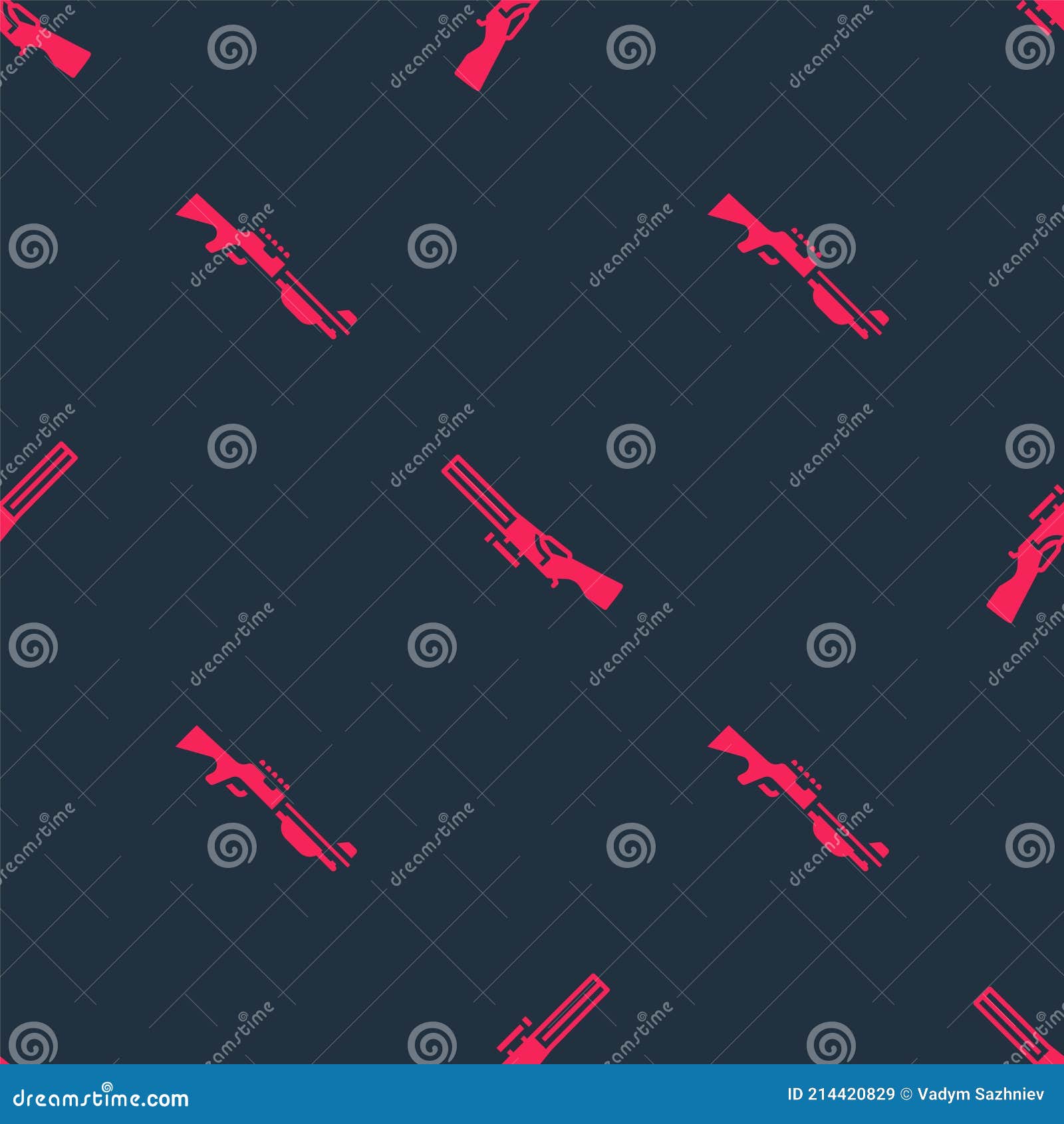 Set Hunting Gun and on Seamless Pattern. Vector Stock Vector ...