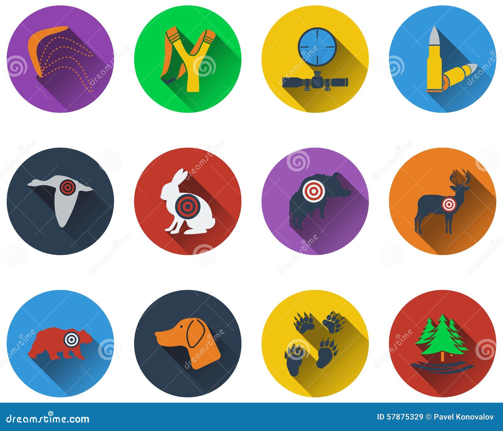 Set of hunting icons stock illustration. Illustration of boomerang ...