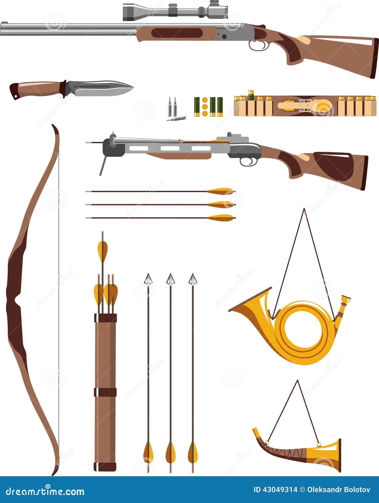 Set of hunting weapons stock vector. Illustration of arbalest - 43049314