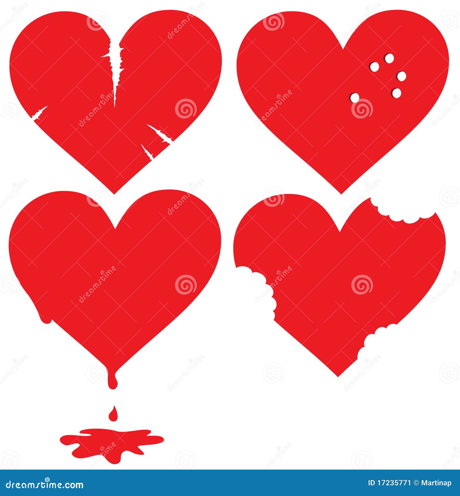 Set of hurt hearts stock vector. Illustration of shot - 17235771