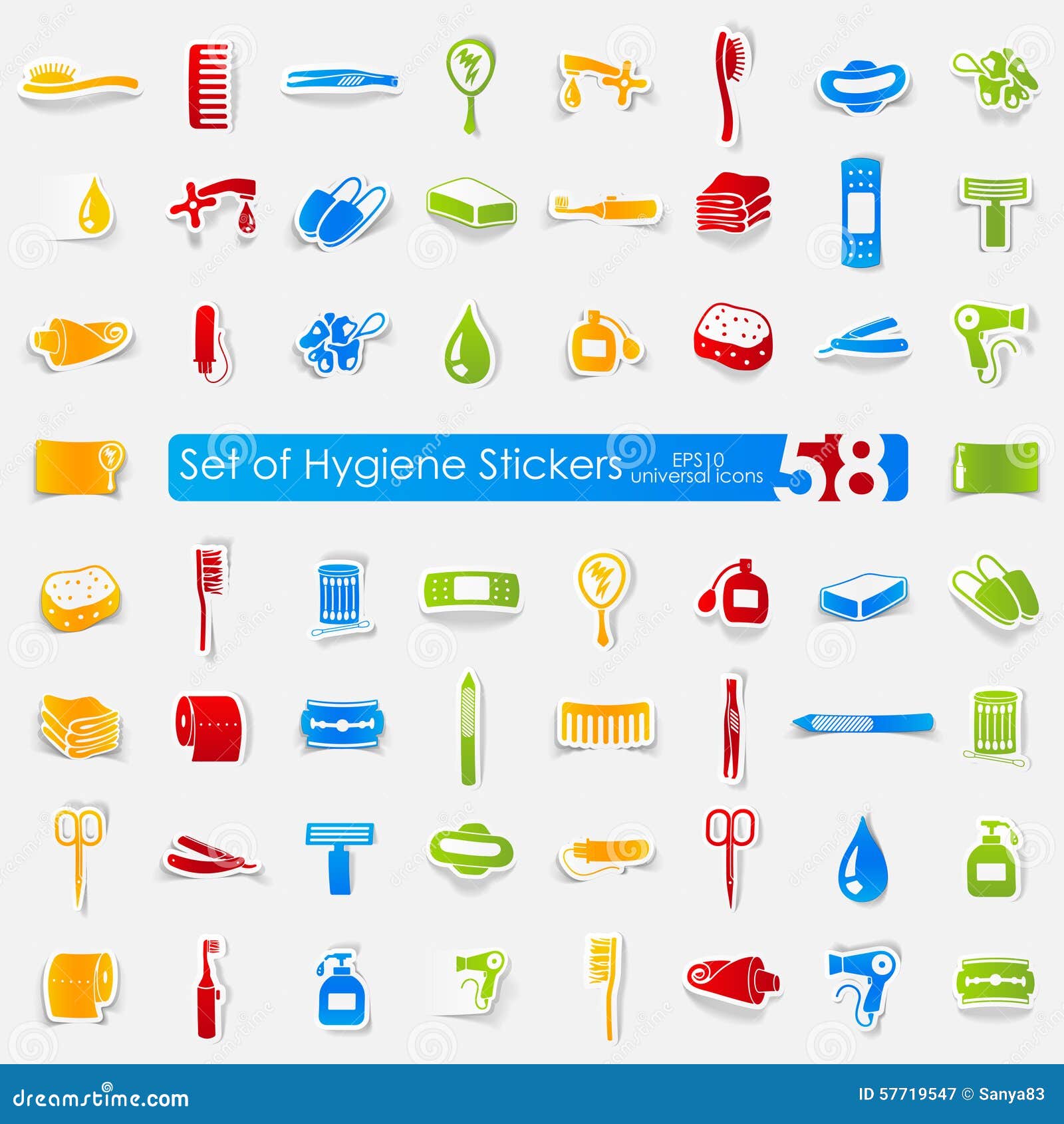 Set of hygiene stickers stock vector. Illustration of care - 57719547