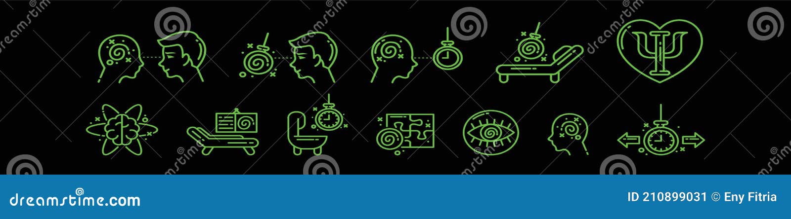 Set of Hypnosis Cartoon Icon Design Template with Various Models ...