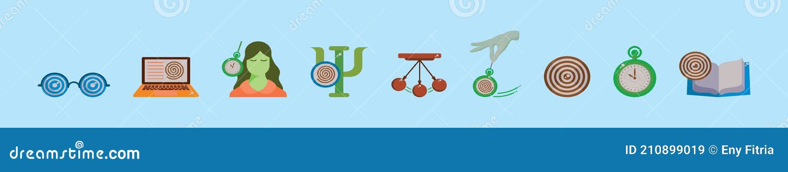 Set of Hypnosis Cartoon Icon Design Template with Various Models ...