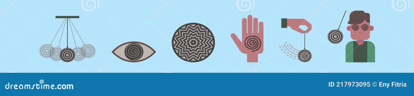 Set of Hypnosis Cartoon Icon Design Template with Various Models ...