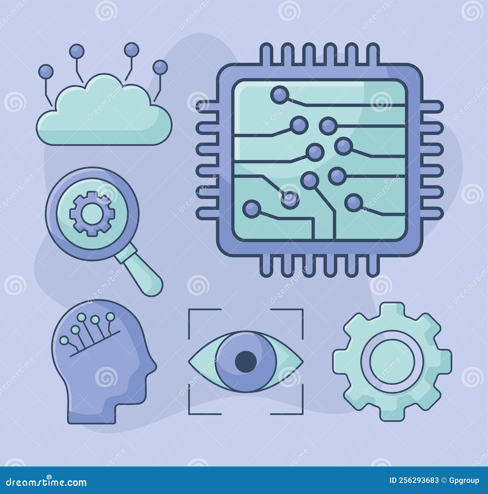 Ia technology items stock vector. Illustration of engineering - 256293683