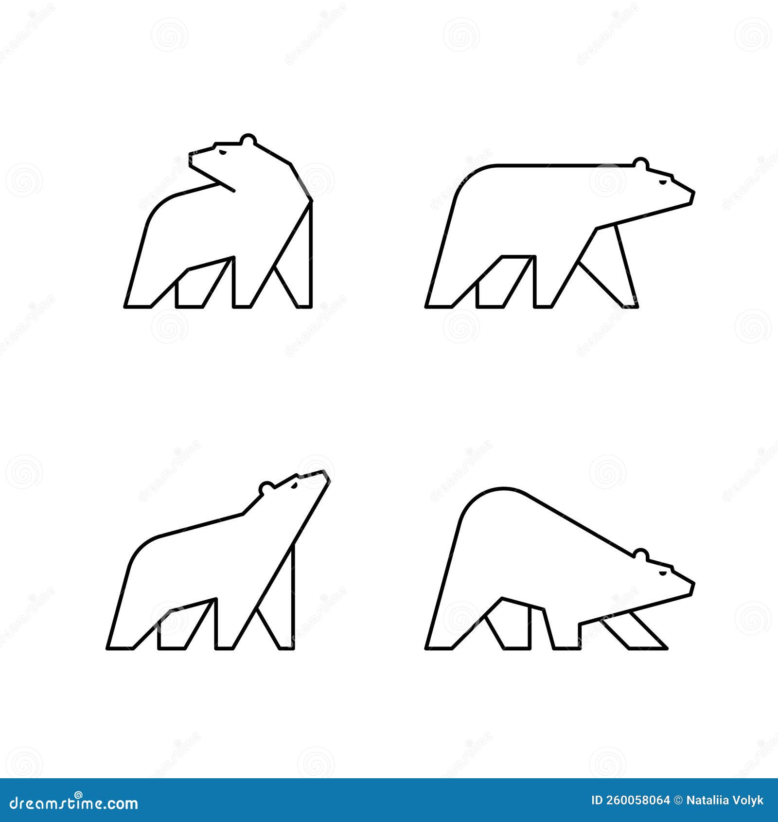 Set of Ice Bear stock vector. Illustration of silhouette - 260058064
