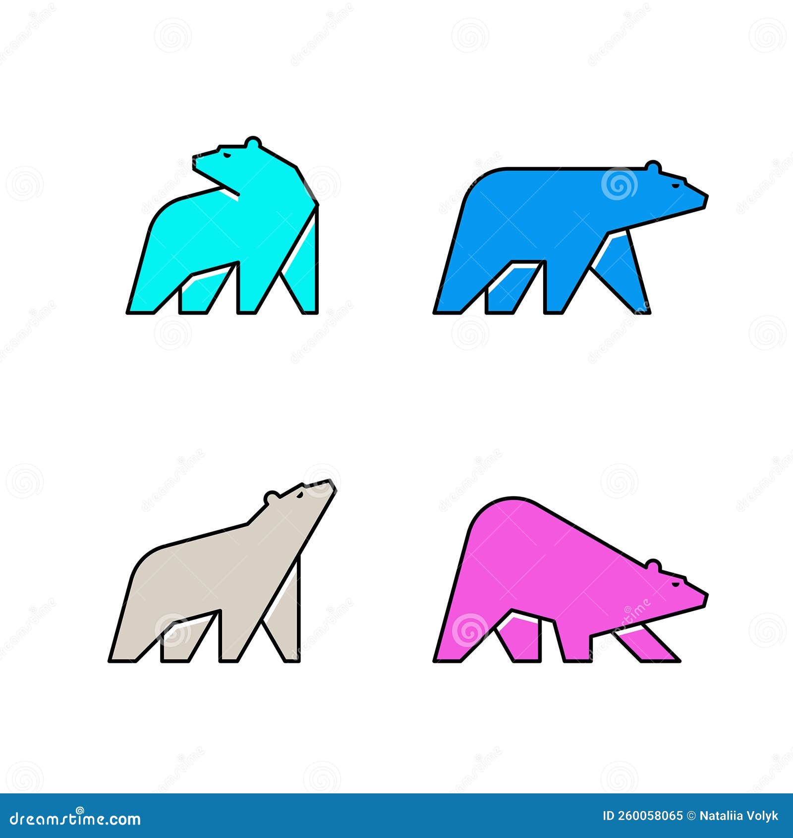 Set of Ice Bear stock vector. Illustration of vector - 260058065