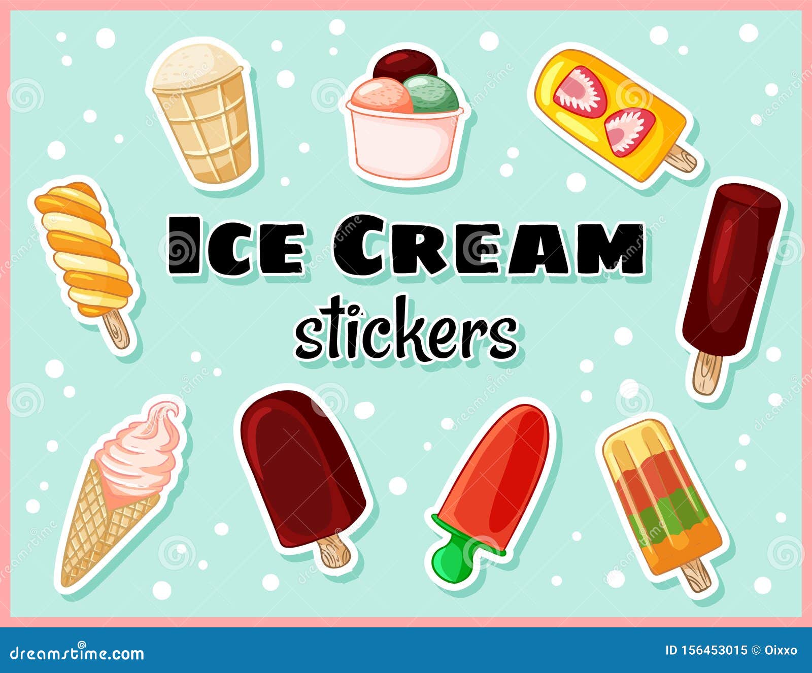 Set of Ice Cream Hand Drawn Stickers. Cute Doodle Ice Cream Label ...