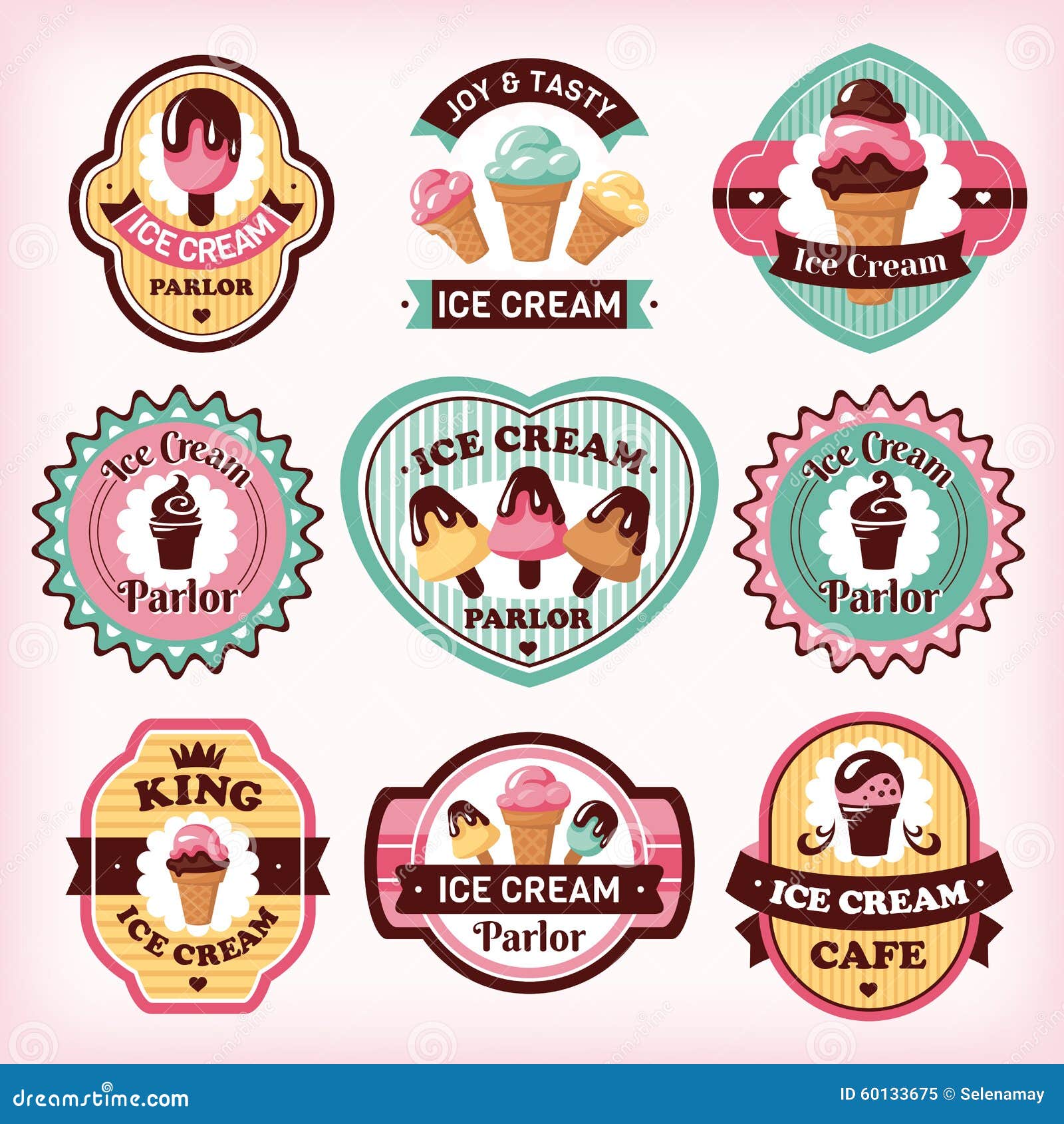 Set of ice cream labels stock vector. Illustration of delicious - 60133675