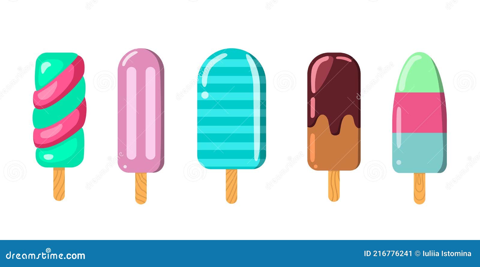 Set of Ice Cream Popsicle Vector Illustration Stock Vector ...
