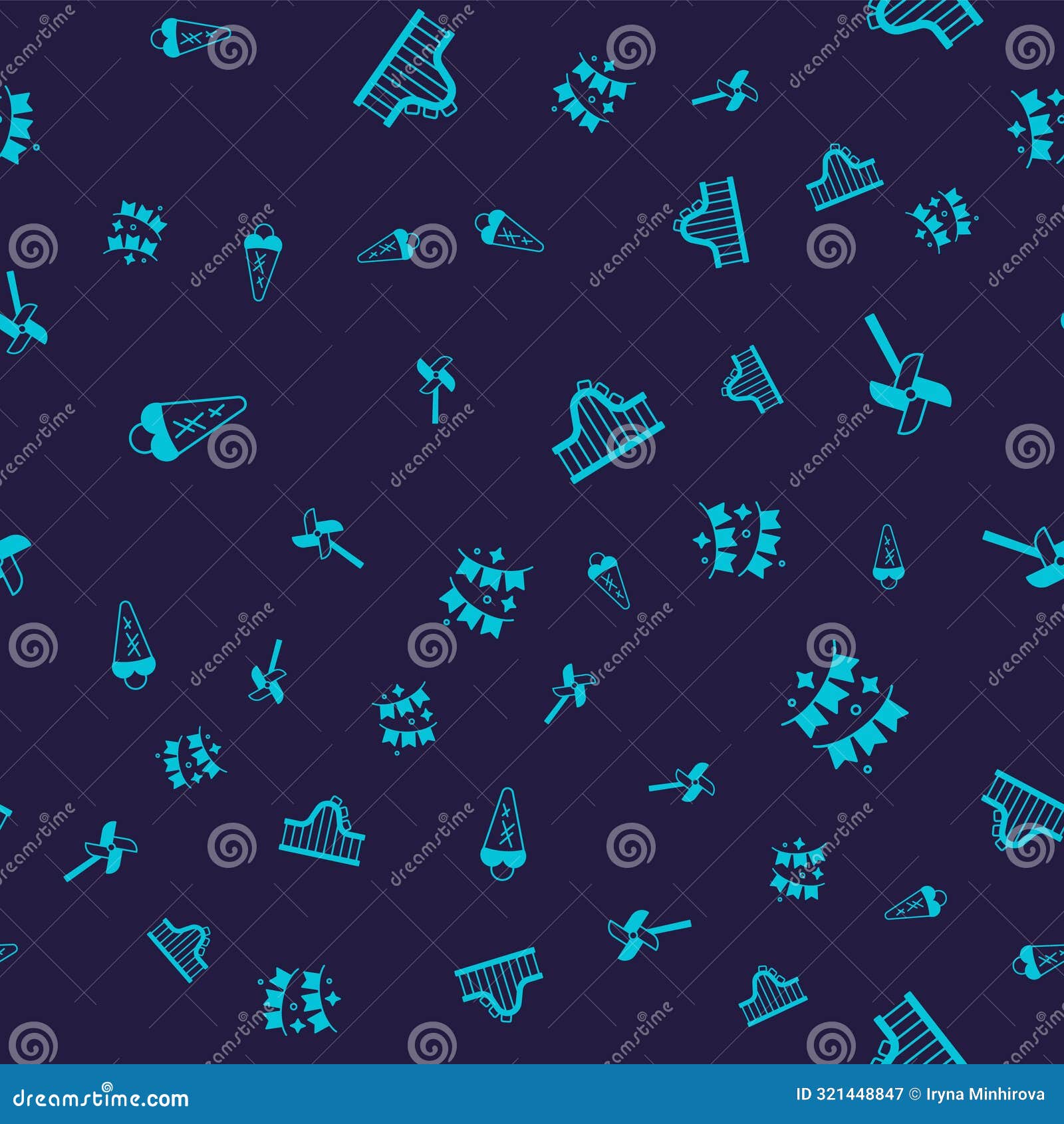 Set Ice Cream in Waffle, Pinwheel Toy, Roller Coaster and Carnival ...