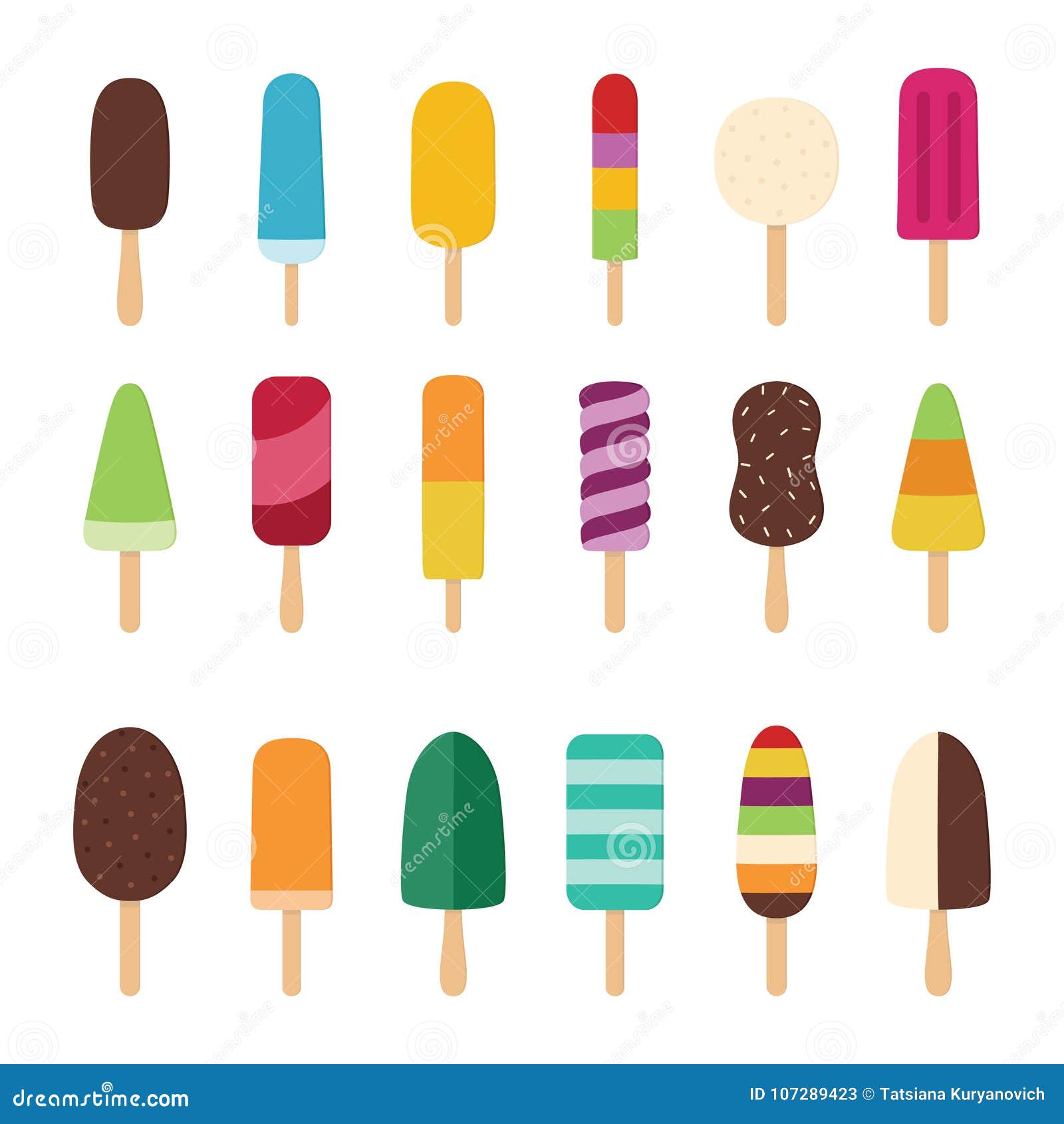 Set of Ice Creams, Vector Illustration Stock Vector - Illustration of ...