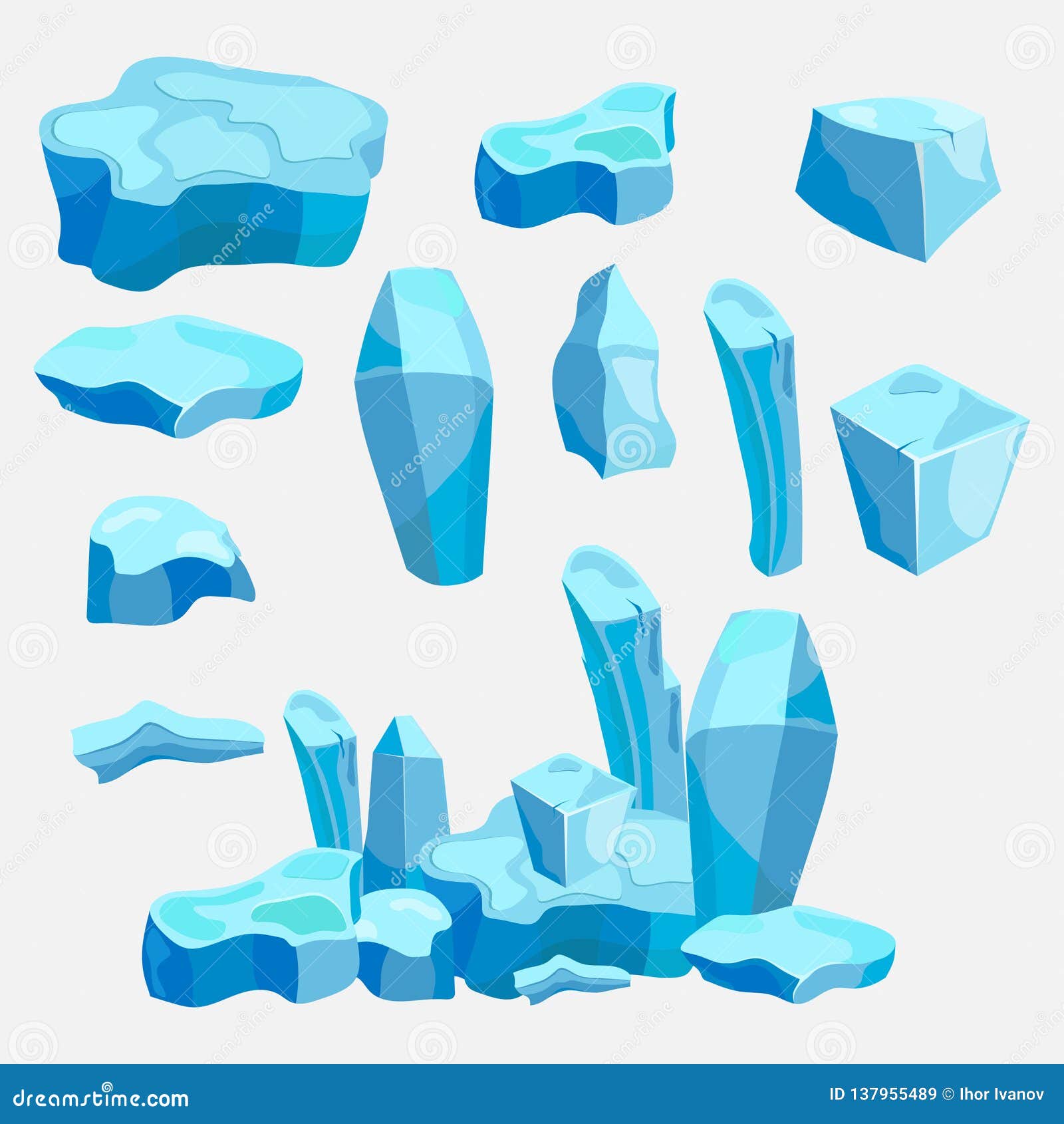 Set of Ice Crosses, Icy Design, Game Design Stock Illustration ...