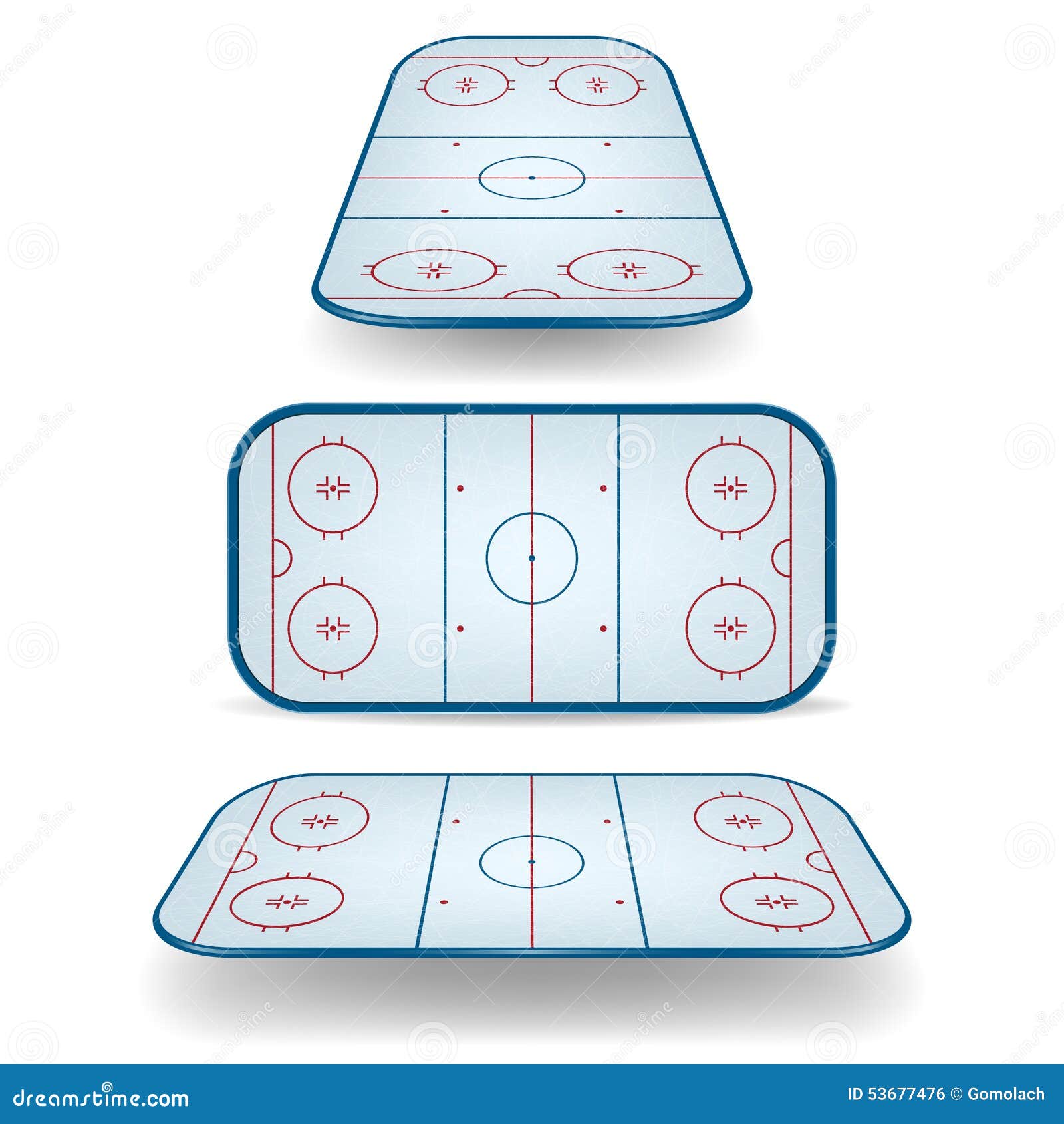 Set Of Ice Hockey Fields With Different Perspectives Vector ...