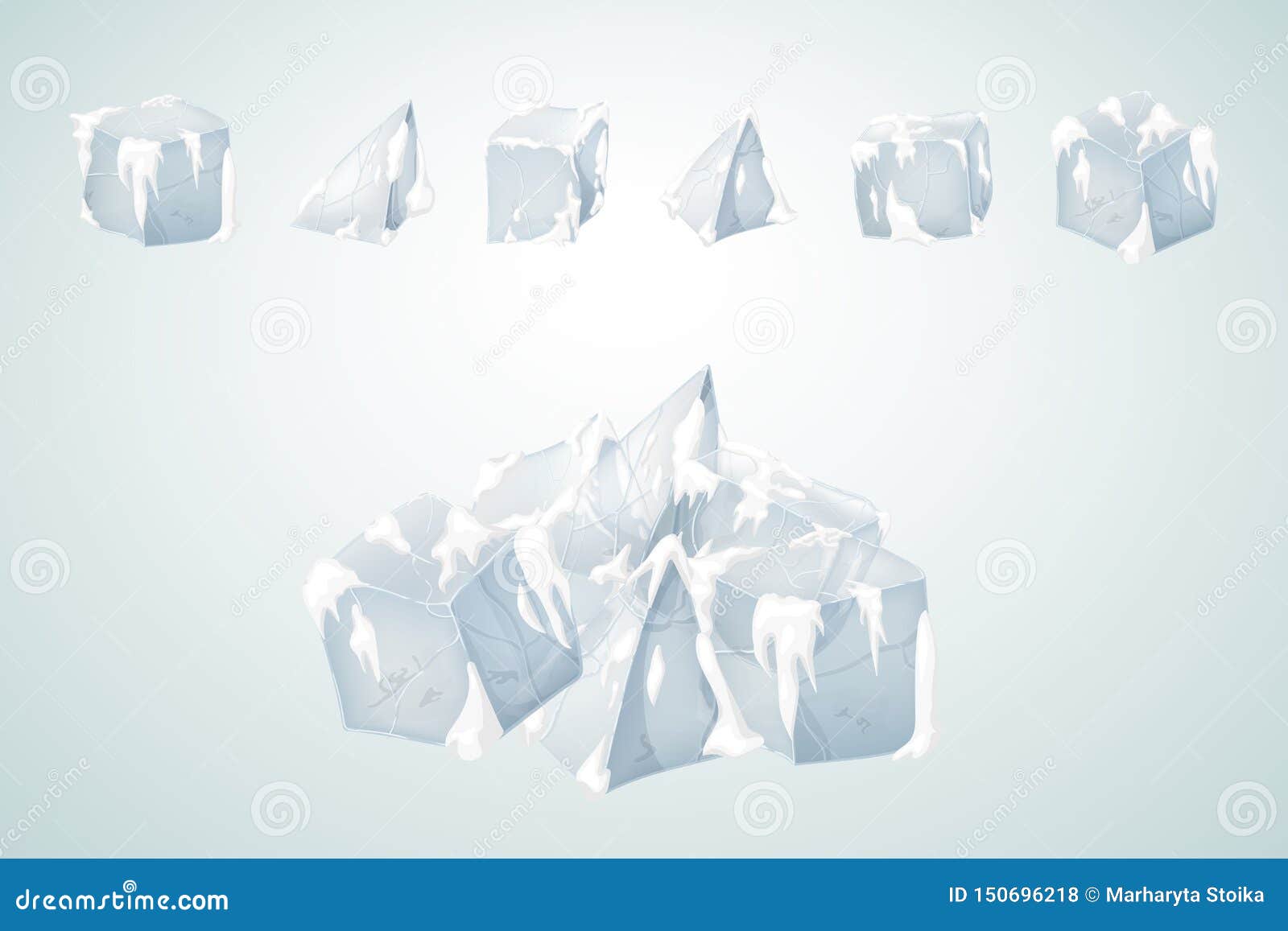 A Set of Ice and Snow Blocks. Stock Vector - Illustration of cold ...
