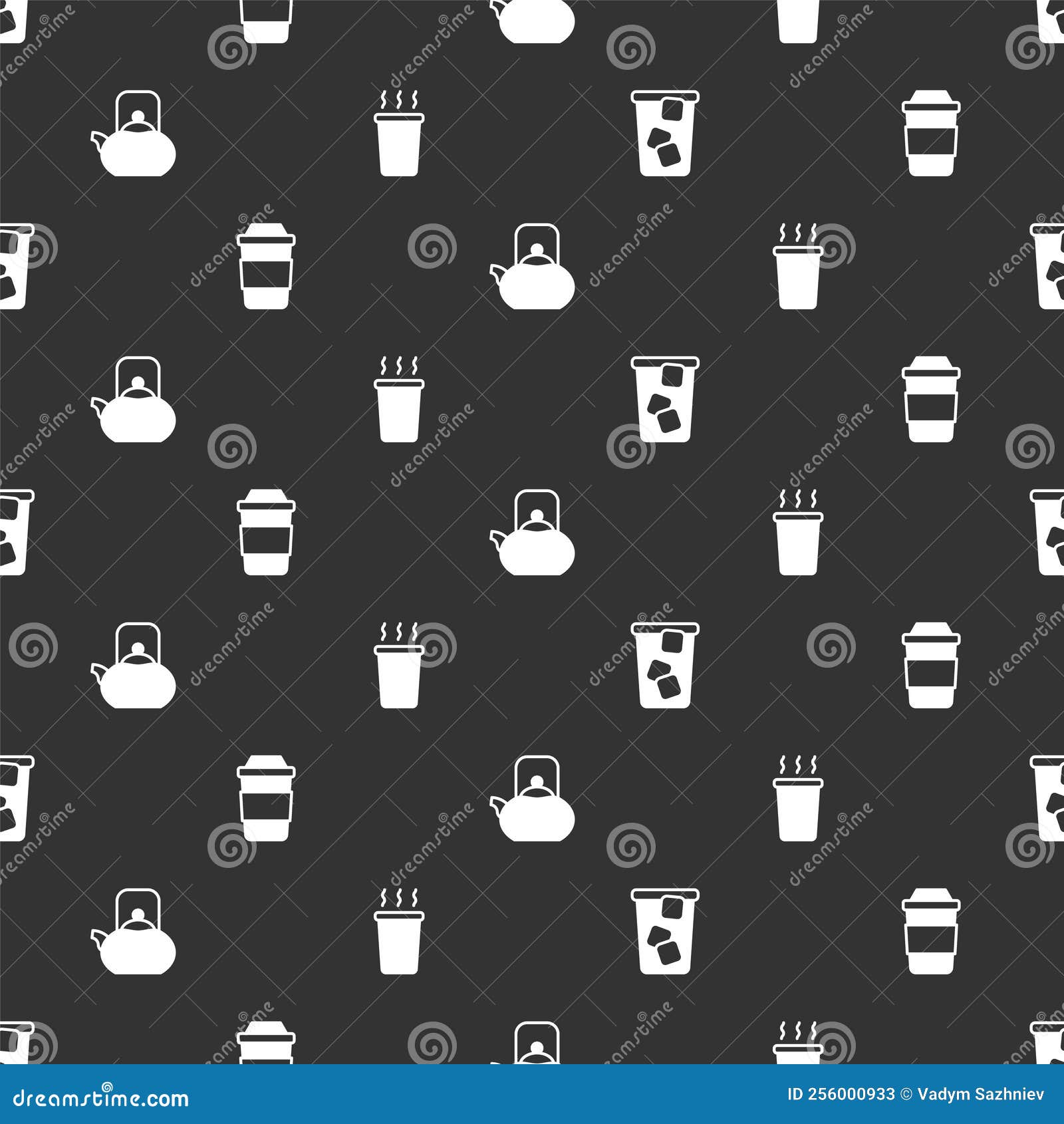 Set Ice Tea, Cup of, Kettle with Handle and on Seamless Pattern. Vector ...