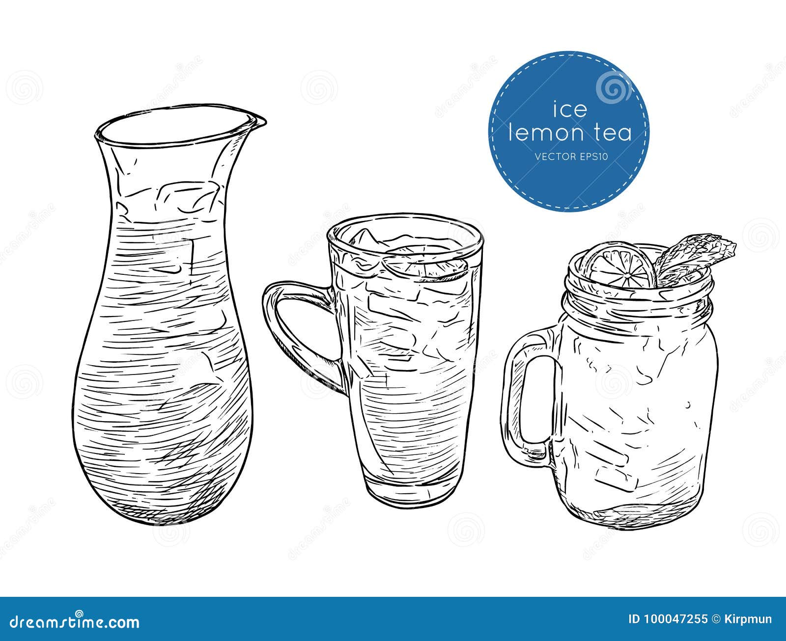 Set of Iced Lemon Mint Tea , Sketch Vector. Stock Vector - Illustration ...