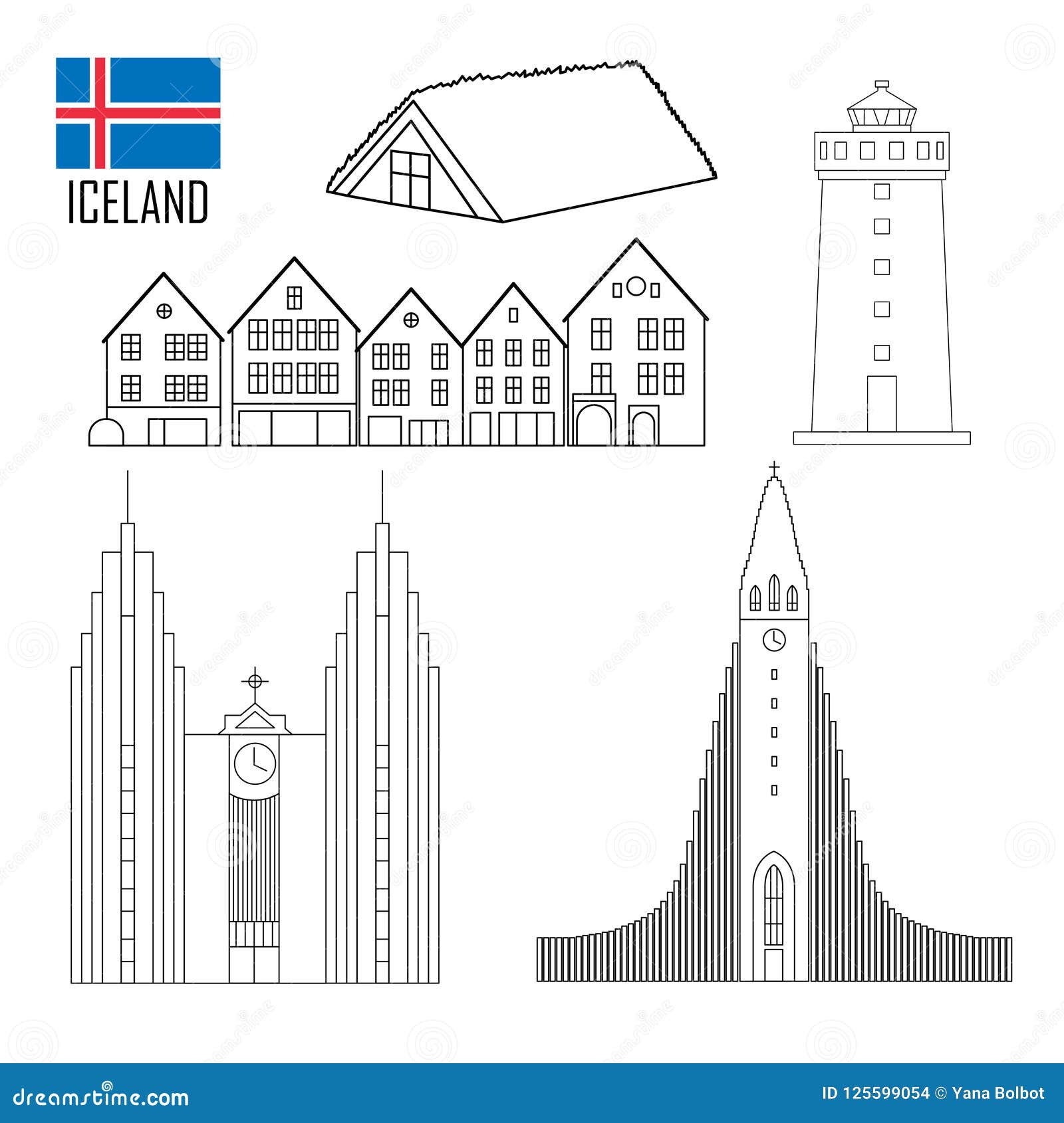 Iceland Map Landmarks Vector Illustration | CartoonDealer.com #97550672