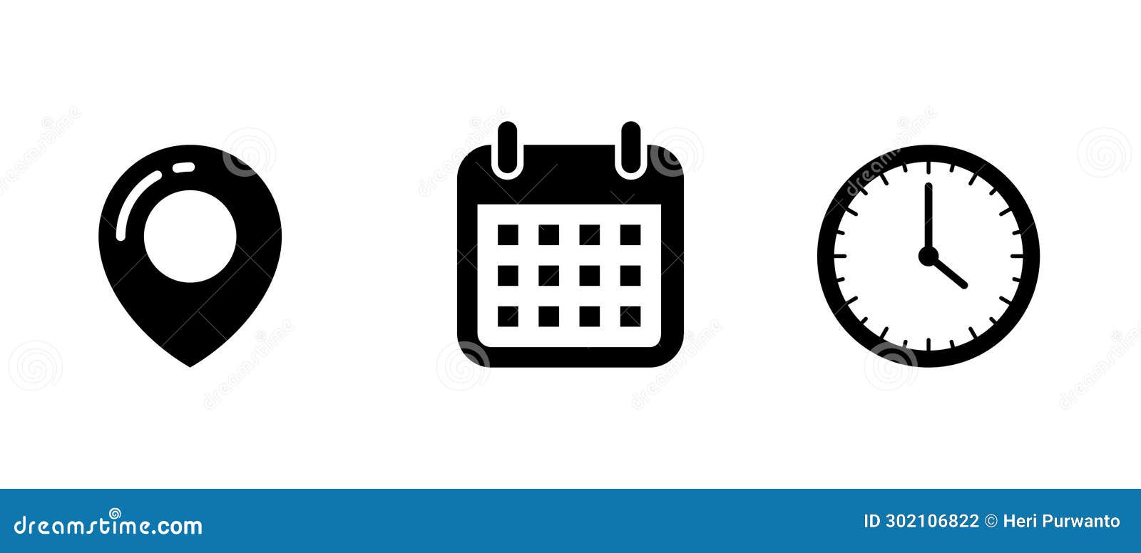 Set Icon Addres, Time and Date, Vector Illustration Stock Illustration ...