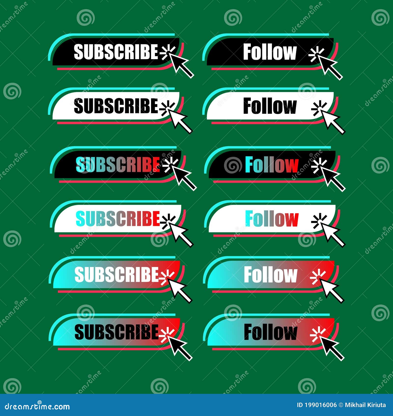 Set of Icon Buttons Will Subscribe. Buttons for Websites and Social ...