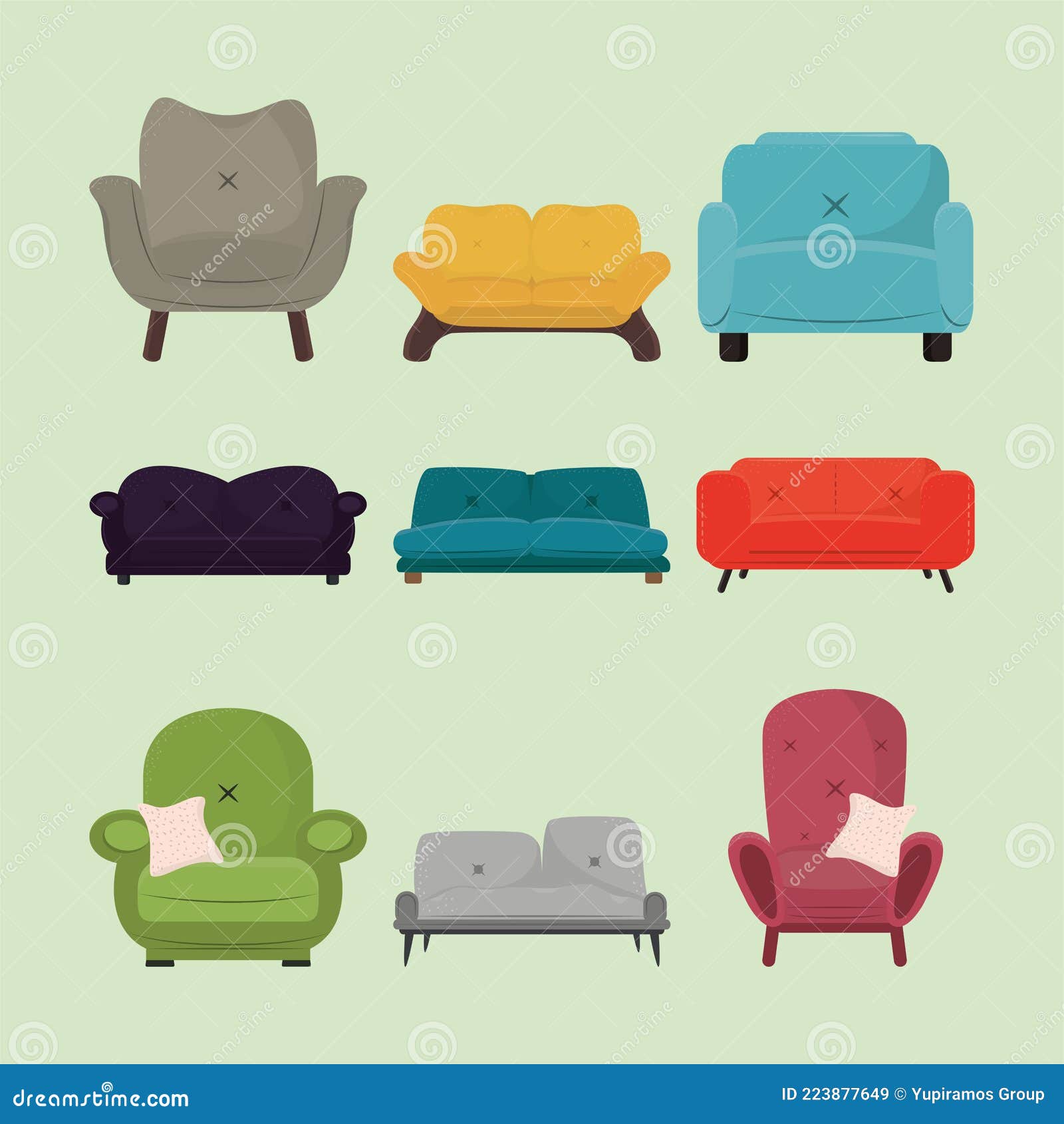 Set of icon couch stock vector. Illustration of relax - 223877649