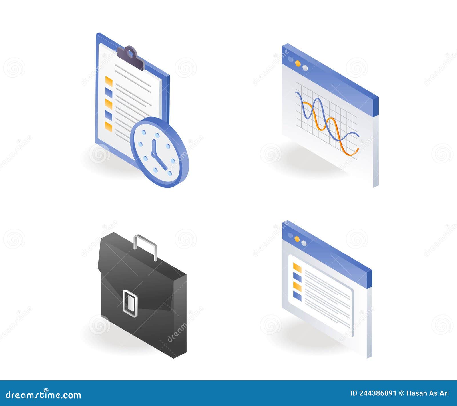 A Set of Icon Data Analysis and Schedule Plans Stock Illustration ...