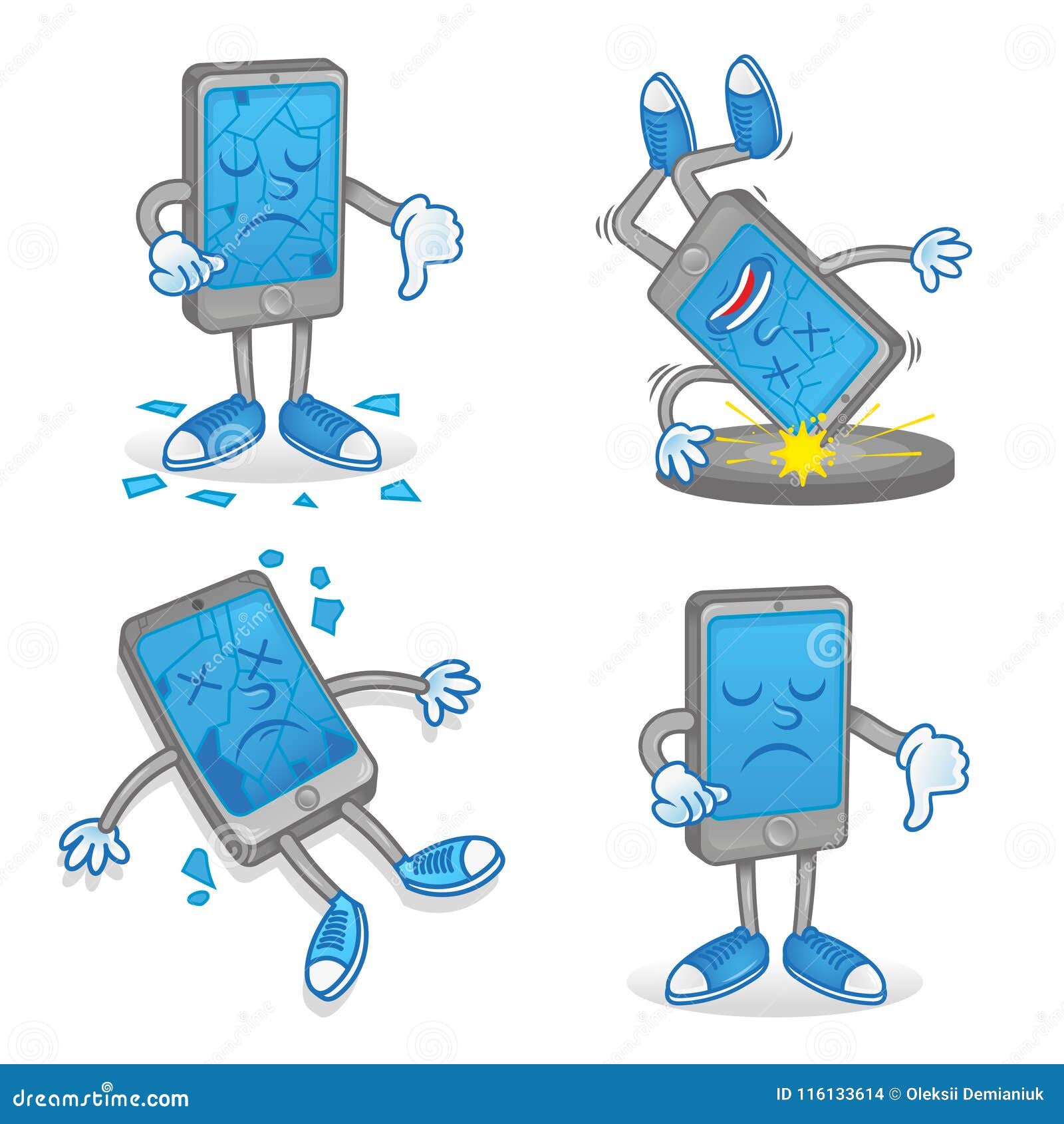 Set Broken Display Smartphone Stock Vector - Illustration of fiction ...