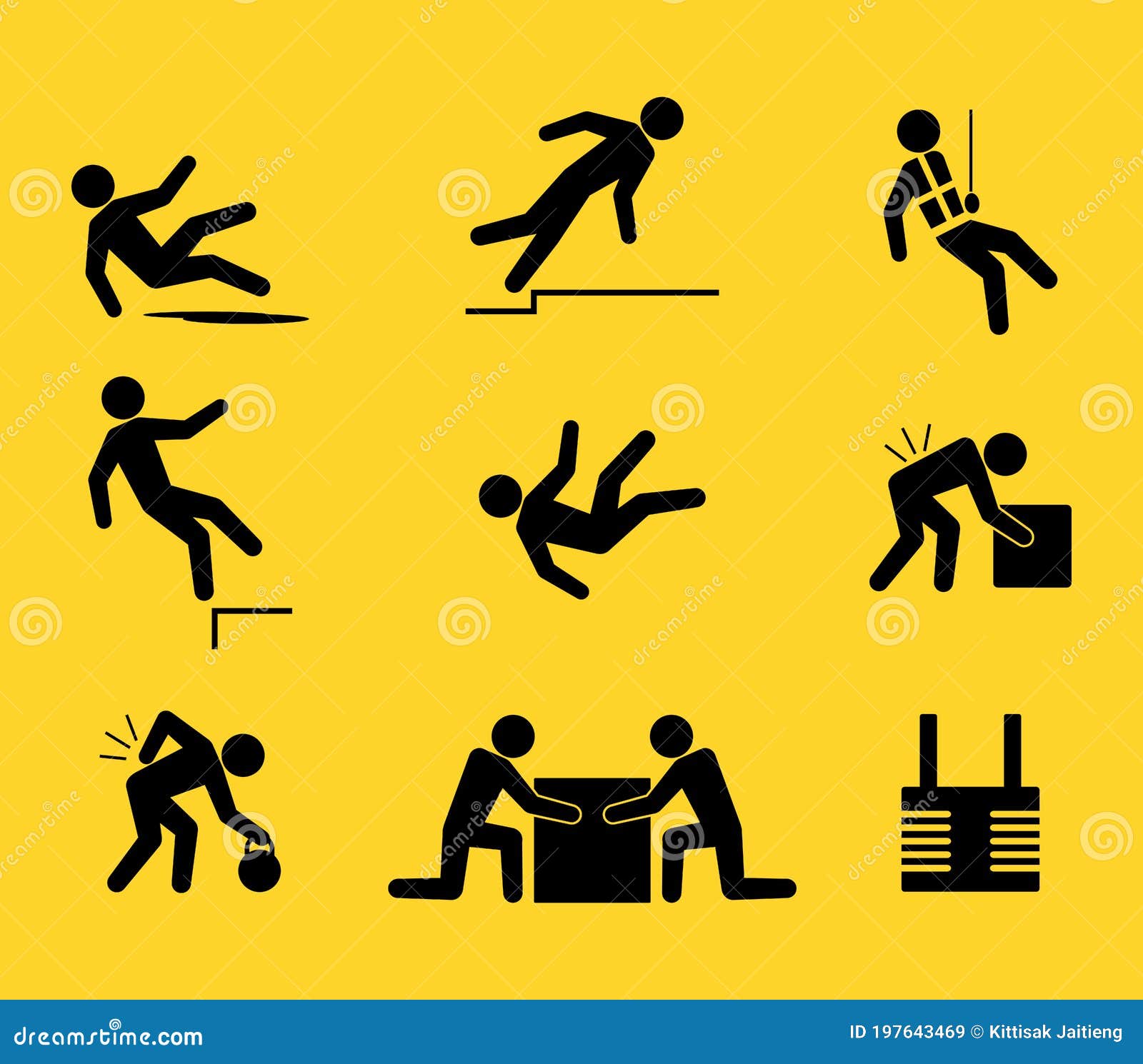 Set of Icon about Falling and Lifting Hazard Stock Vector ...