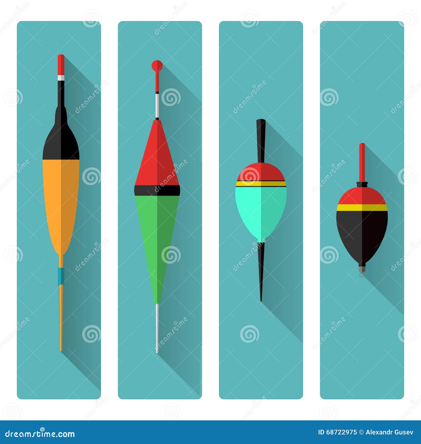 Fishery Floats On Lines Seamless Border. Watercolor Drawing Of Cork ...