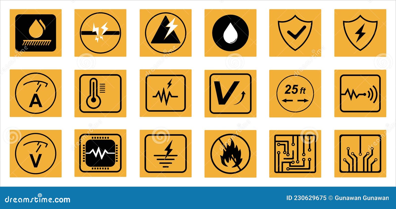 Conductivity, Overvoltage, Protection, Electric Vector Icons Set Stock ...