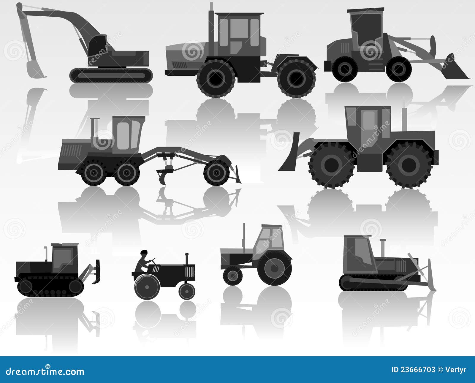 Set of Icon Heavy Machines. Stock Vector - Illustration of machinery ...
