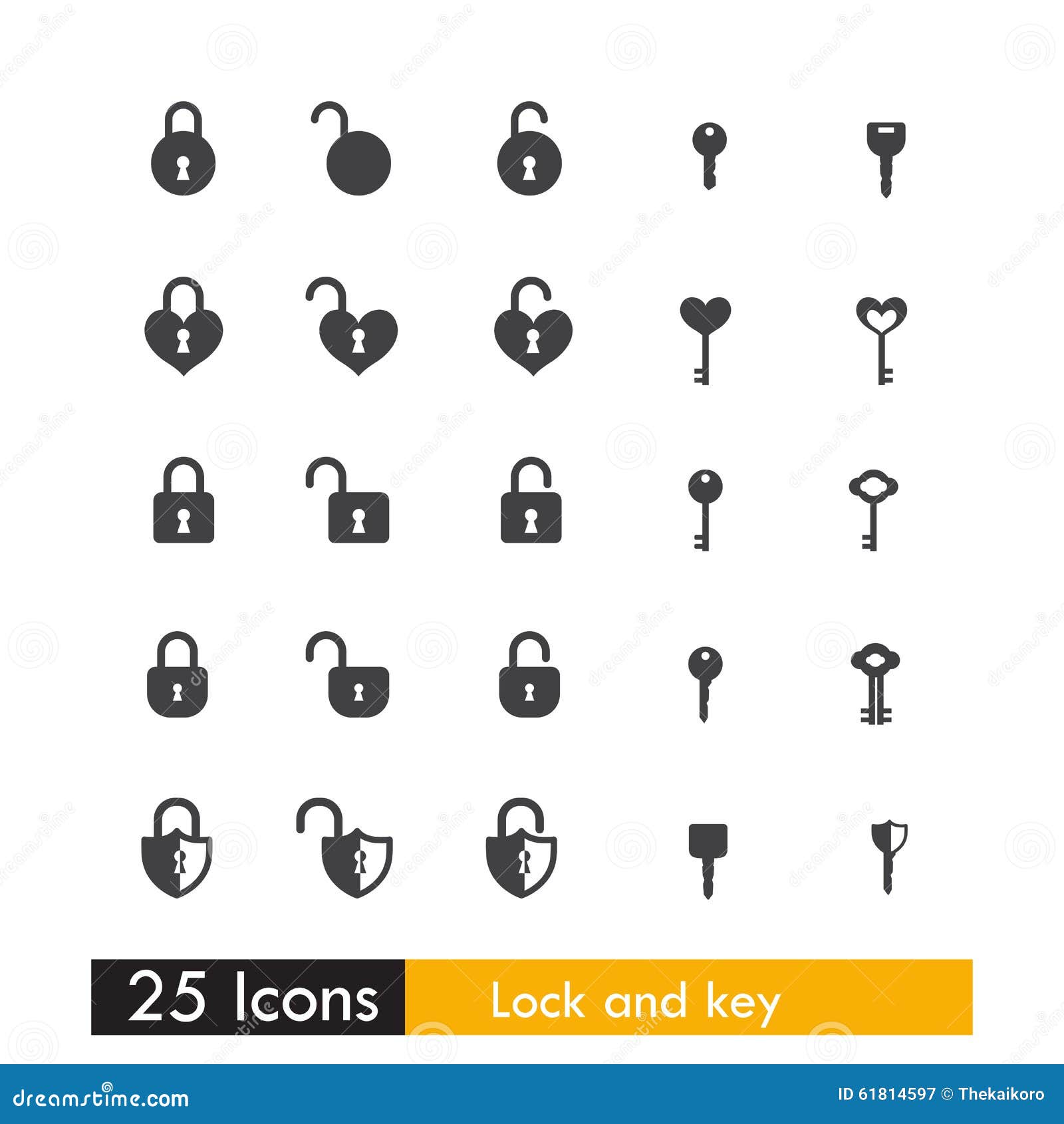 Set of 25 Icon Key and Lock Isolated on White Background Stock Vector ...