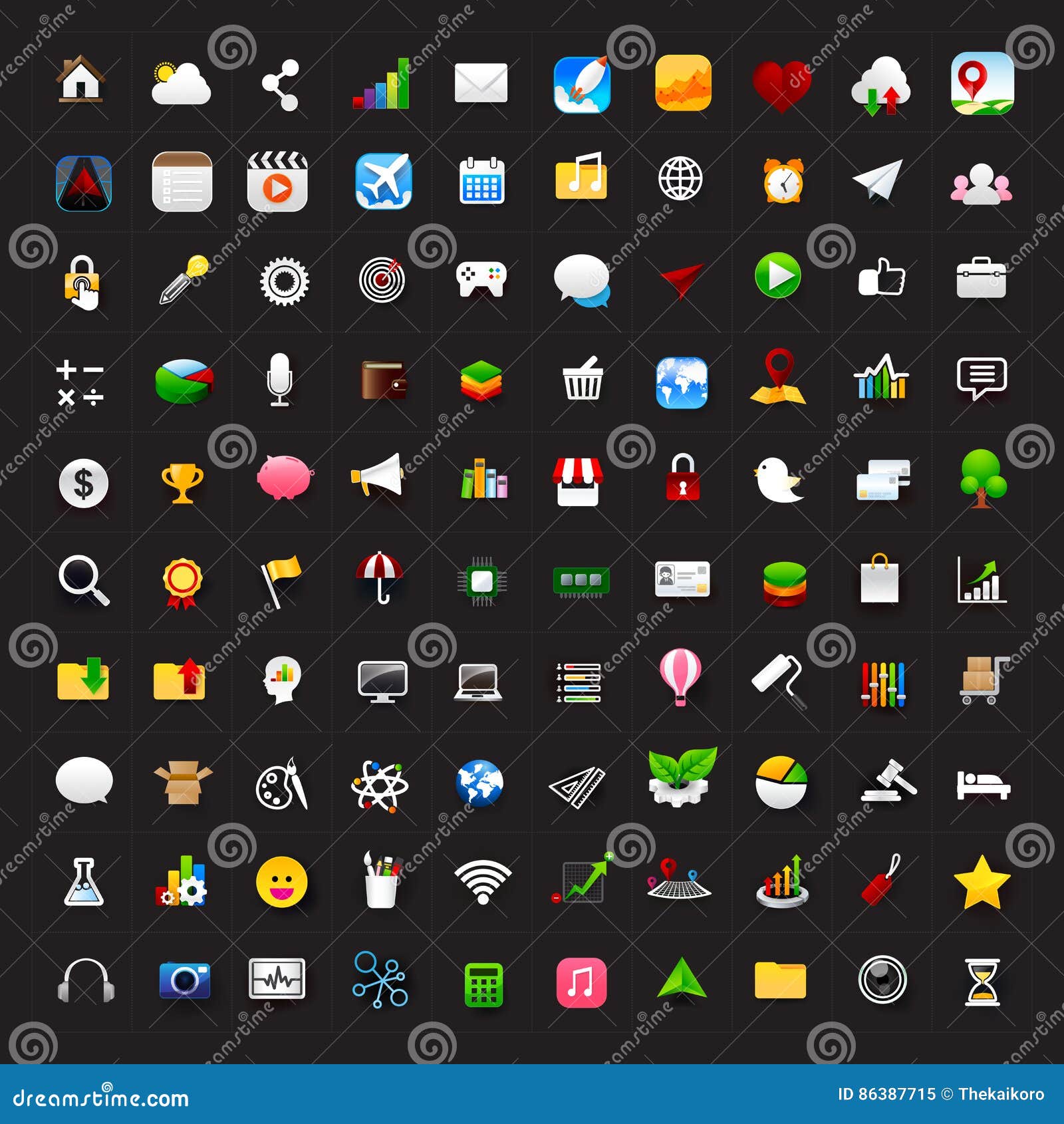 Set of 100 Icon for Mobile App and User Interface Vector Eps10 Stock ...