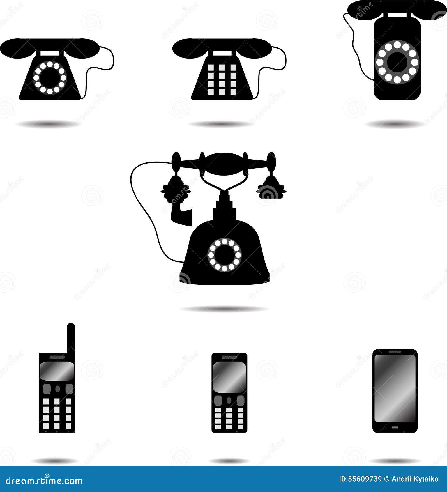 Set of icon phone stock illustration. Illustration of nostalgia - 55609739