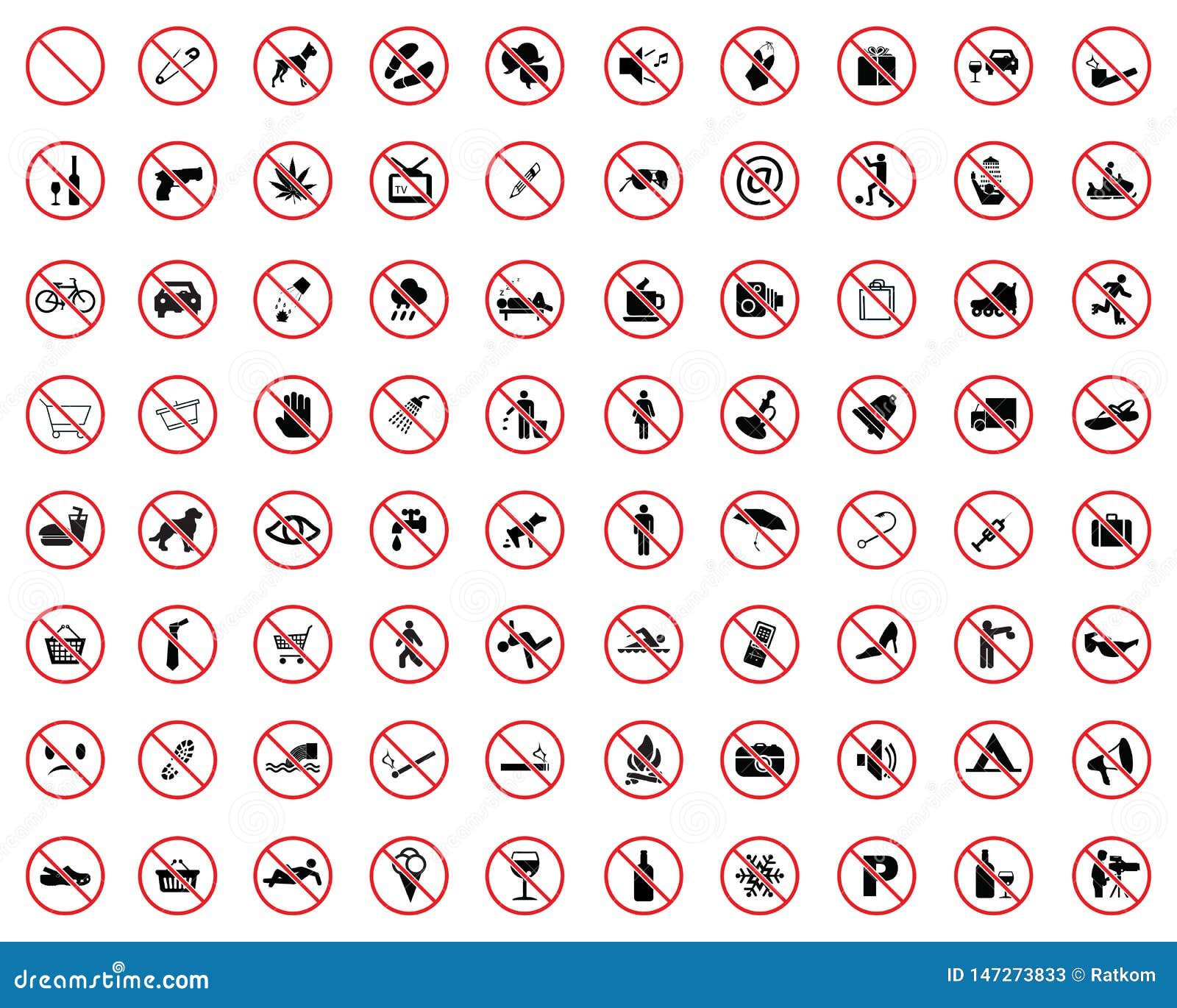 Set of Icon of Prohibited Signs Stock Illustration - Illustration of ...