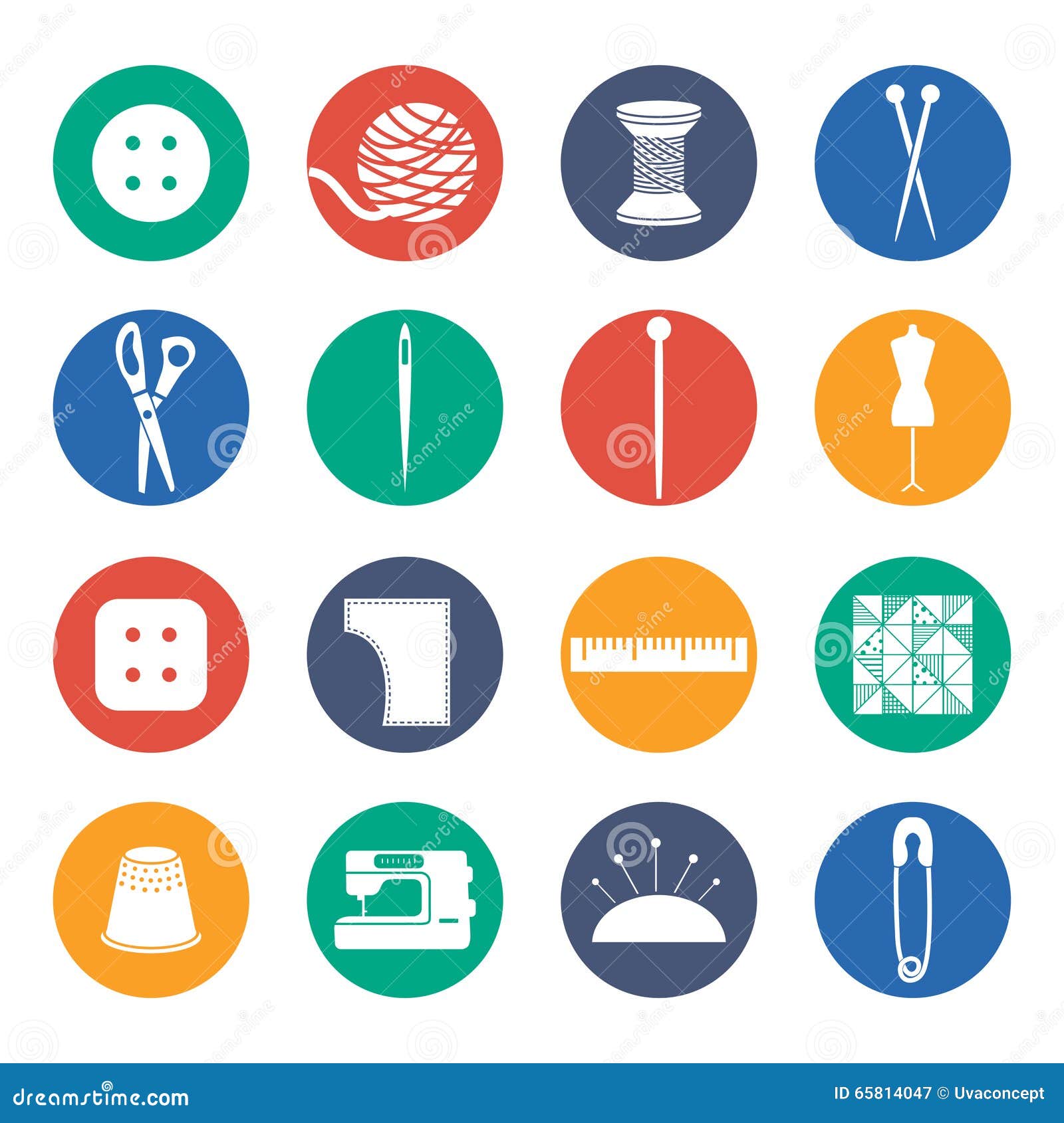 Set Icon of Sewing in Flat Design .Vector Stock Vector - Illustration ...